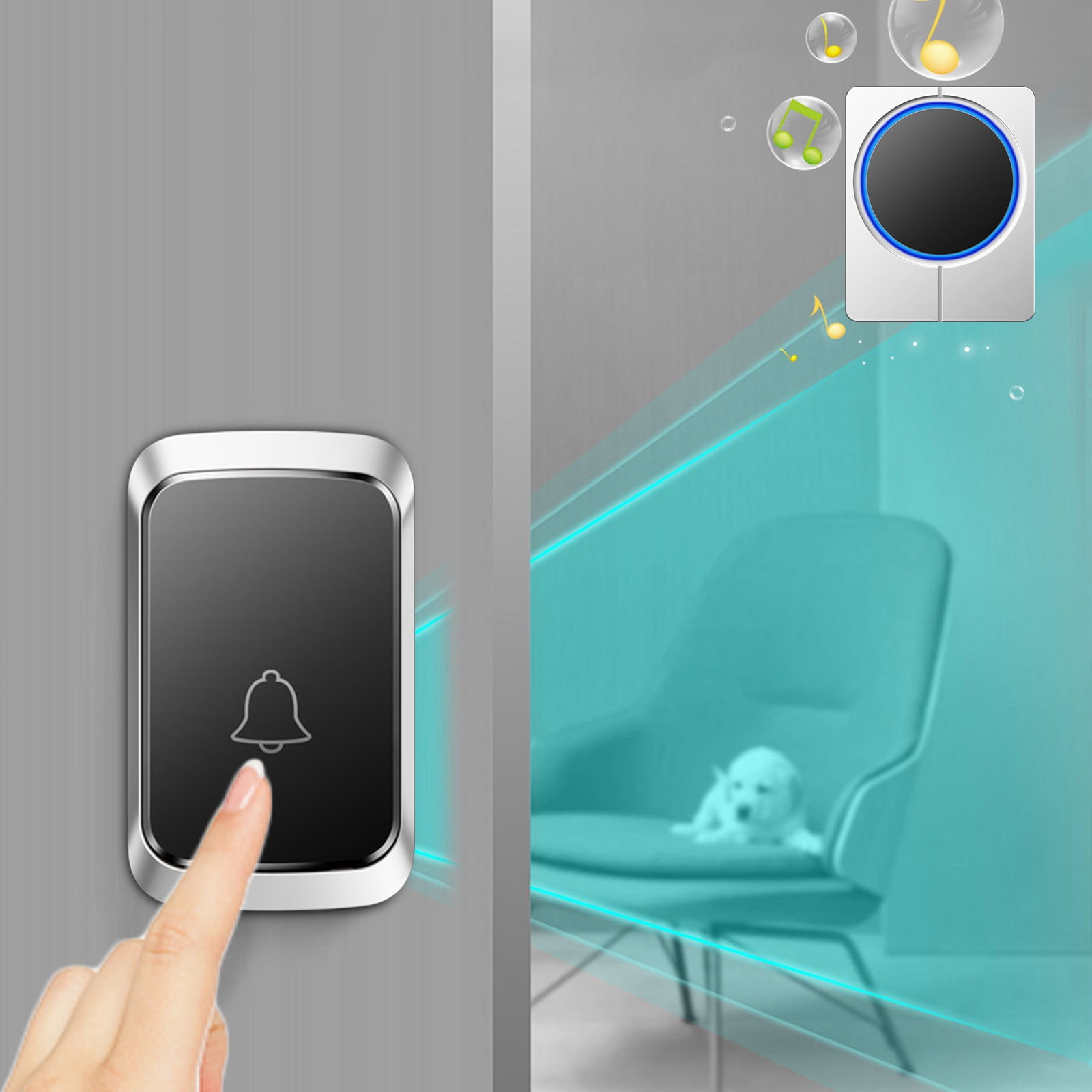 Komiseup Wireless Doorbell for Home, Small Door Bell, Mini Doorbell ...