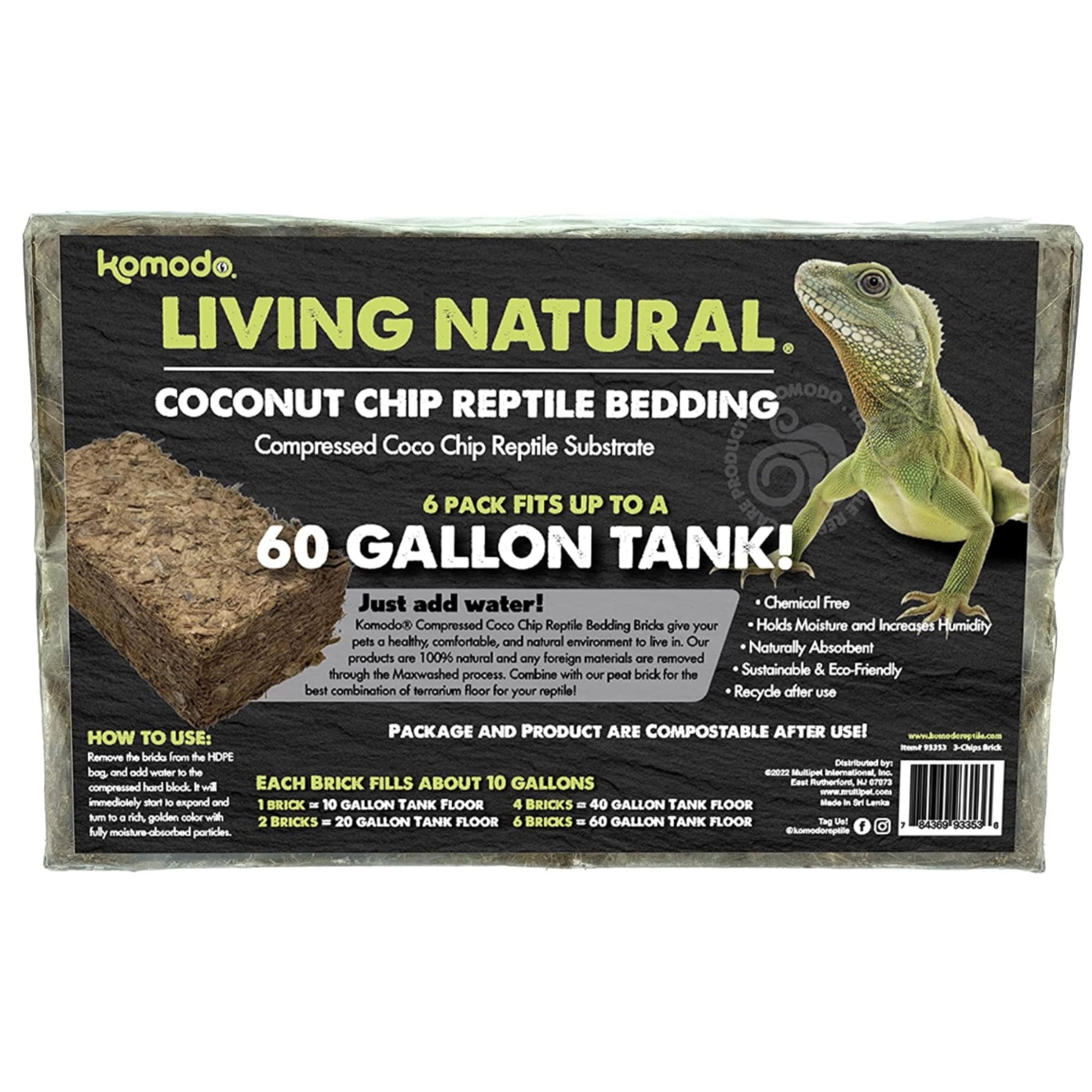 Komodo Living Natural Coconut Chip Reptile Bedding Brick - Walmart.com