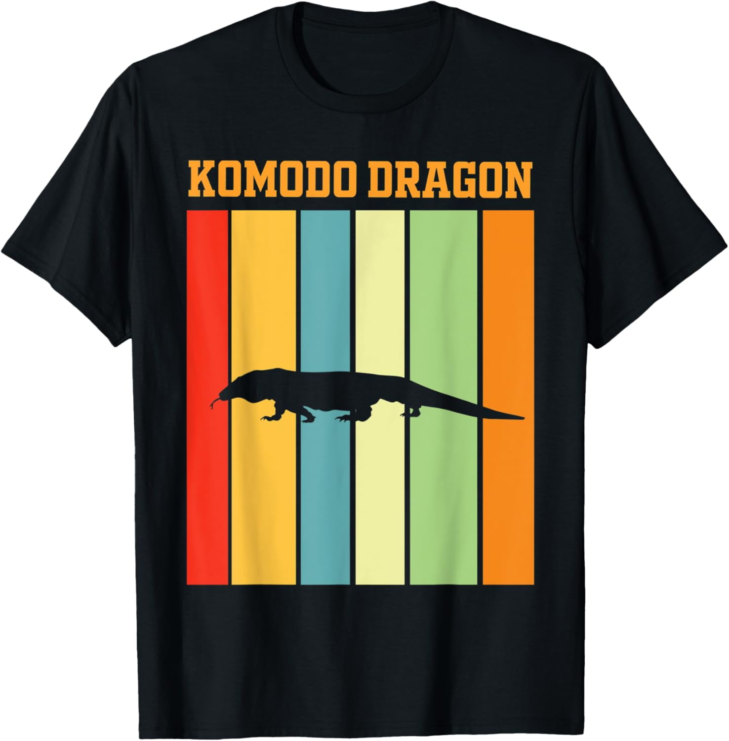 Komodo dragon Shadow silhouette in Retro Colors T-Shirt men and women ...