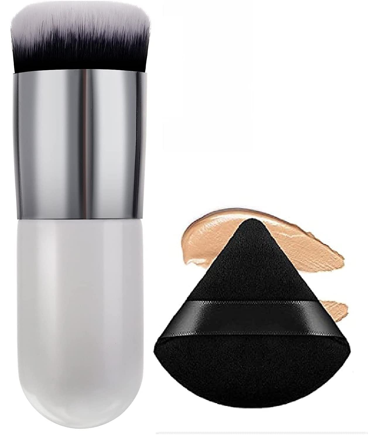 Komoko 1 Round Foundation Makeup Brush Pure Cotton Powder Puff Triangle ...