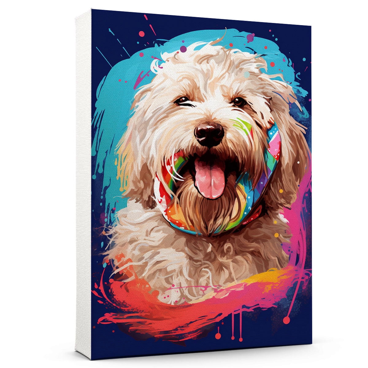 Komondor Dog Canvas Wall Art,Pet Canvas Painting Puppy Artwork,Colorful ...