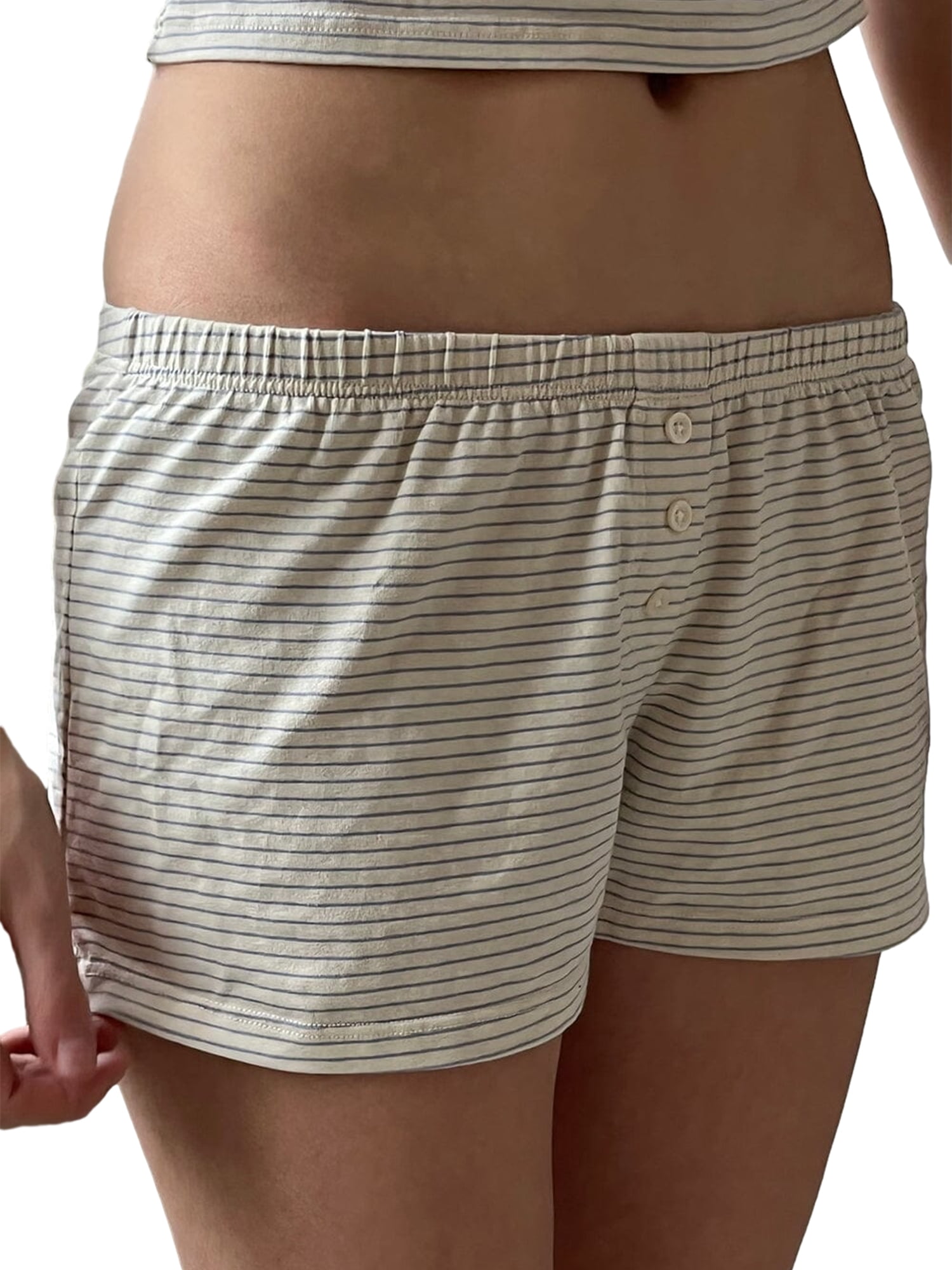 Komoo Women Cute Sleep Shorts Low Rise Button Front Floral Heart ...