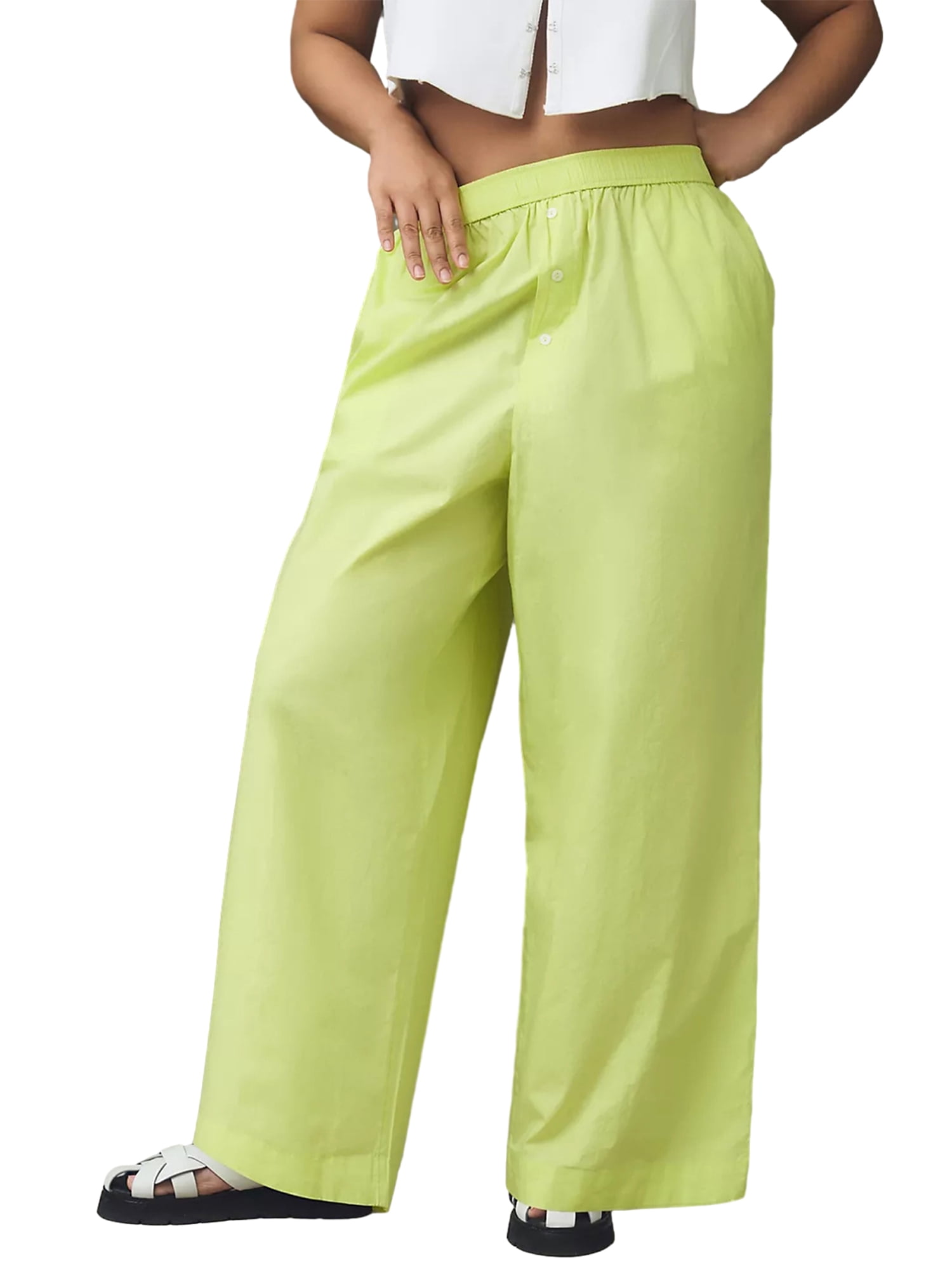 Komoo Women Striped Pajamas Pants Elastic Low Rise Wide Leg Baggy ...