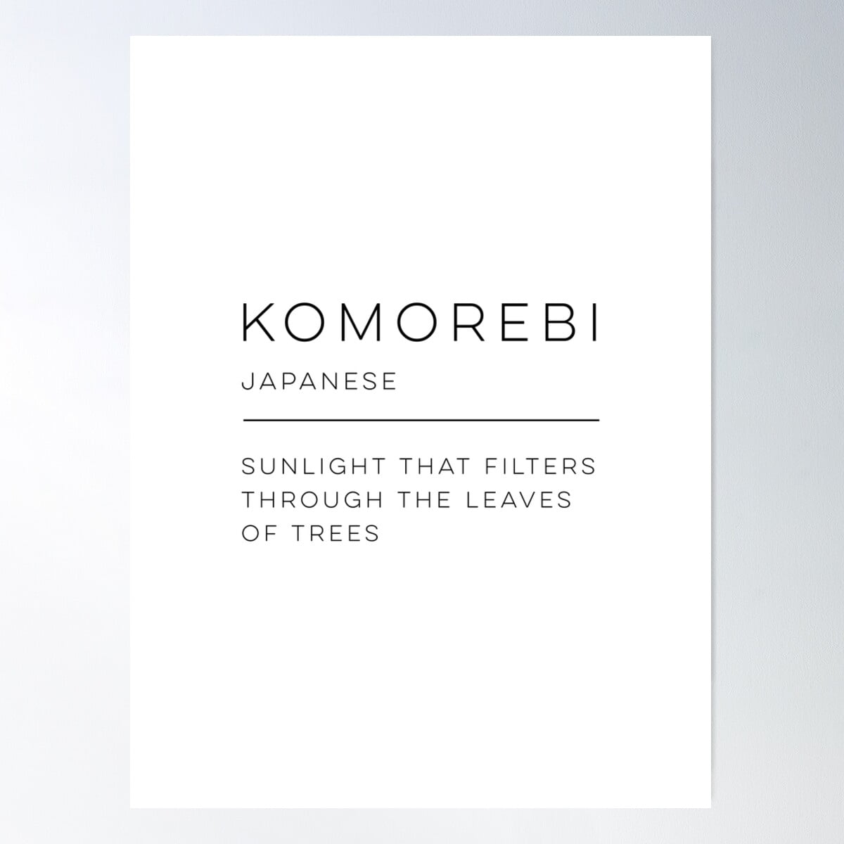 Komorebi Definition Poster Wall Art, Modern Wall Decor For Living Room ...