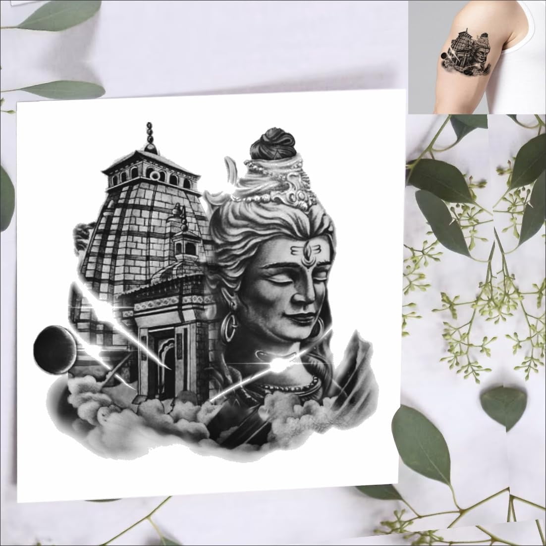 Komstec Kedarnath Mahadev Tattoo Temporary Tattoo Stickers For Male And ...
