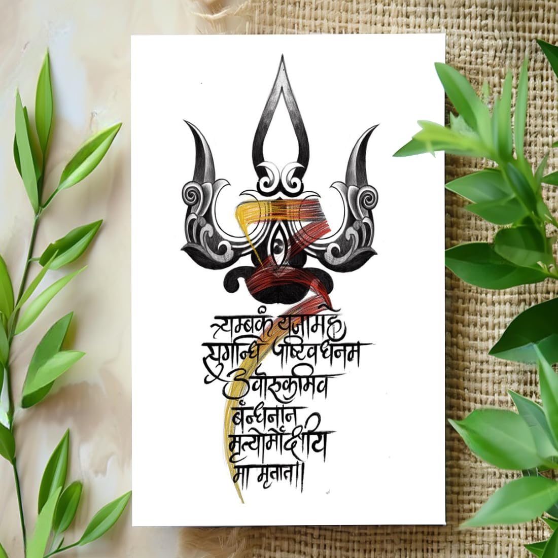 Komstec Trishul With Mantra Tattoo Temporary Tattoo Stickers For Male ...