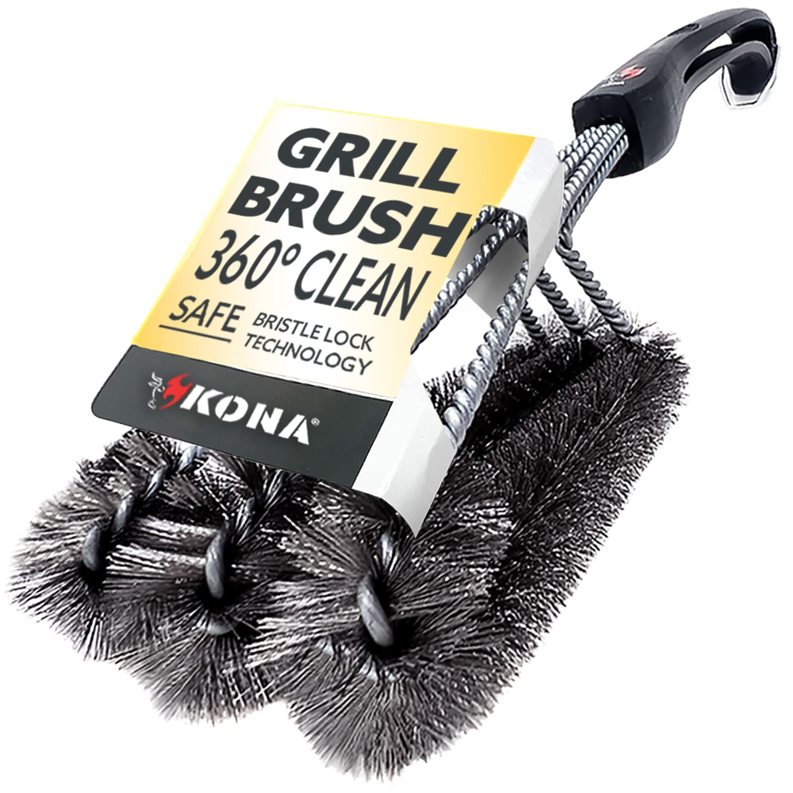 Kona 360 Clean BBQ Grill Brush, Bristle Lock With Long Reach 18" Handle ...