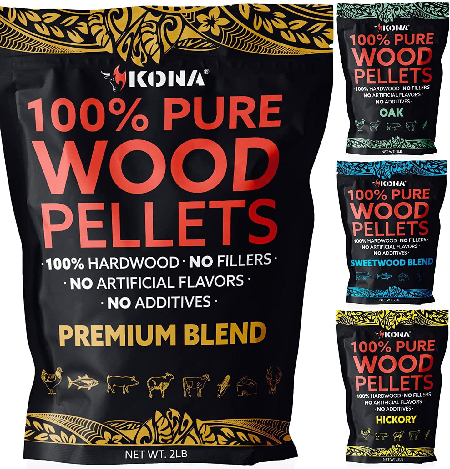 Kona Natural Cherry Smoker Cooking Wood Pellets - 100% Hardwood for BBQ ...