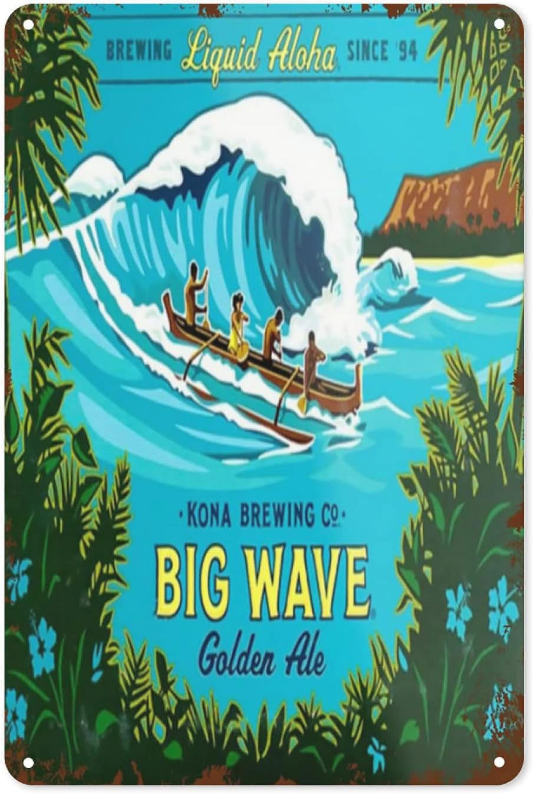 Kona Big Wave Vintage Metal Tin Sign for Men Women Wall Decor for Metal ...