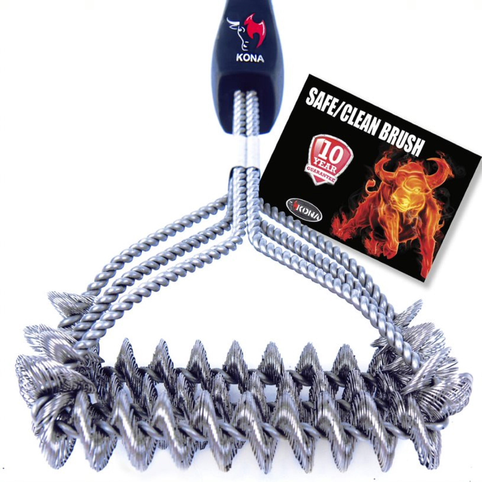 Kona Bristle Free Grill Brush, Safe/Clean Coils, 18" Flex Grip Handle ...