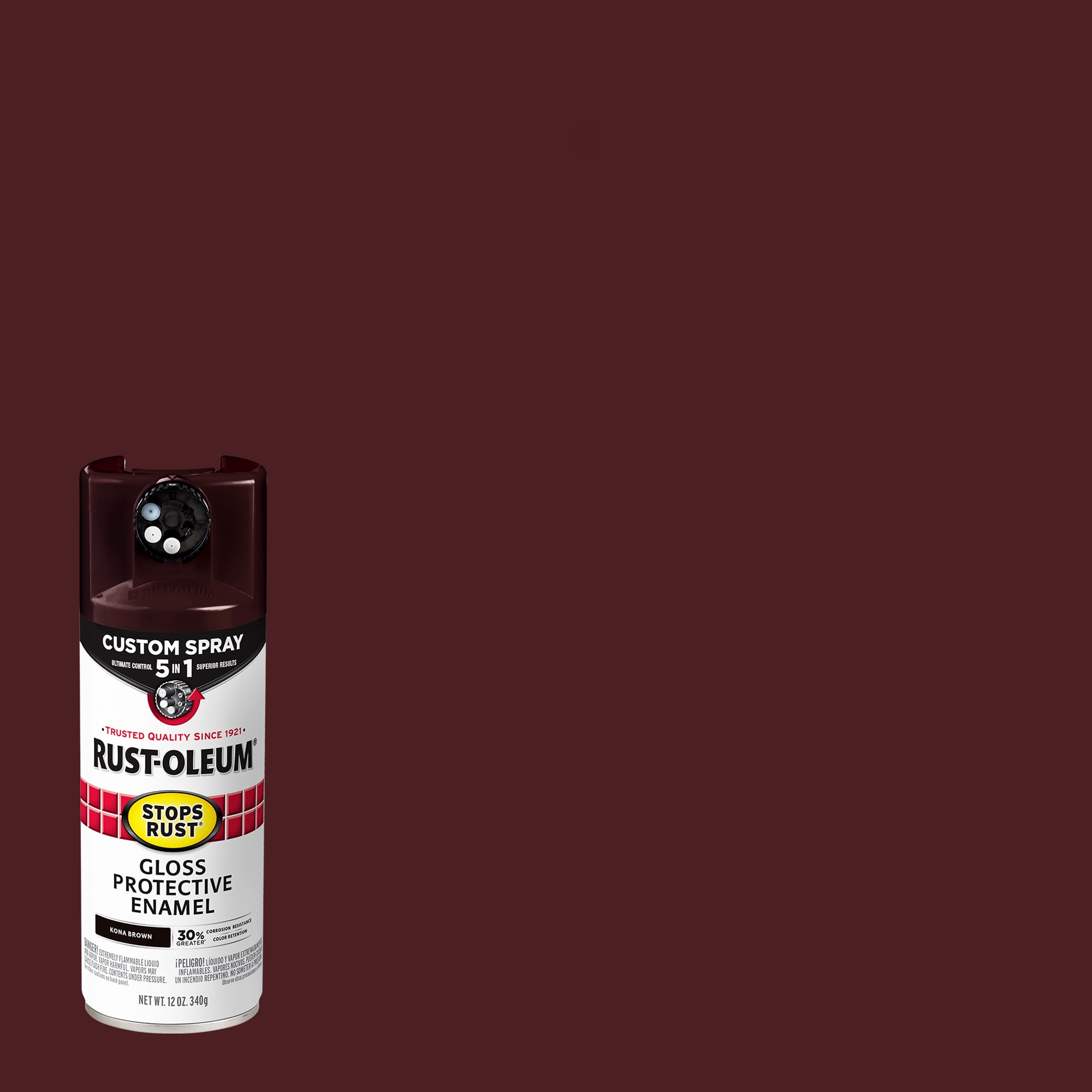 Kona Brown, Rust-Oleum Stops Rust Custom Spray 5 in 1 Gloss Spray Paint ...