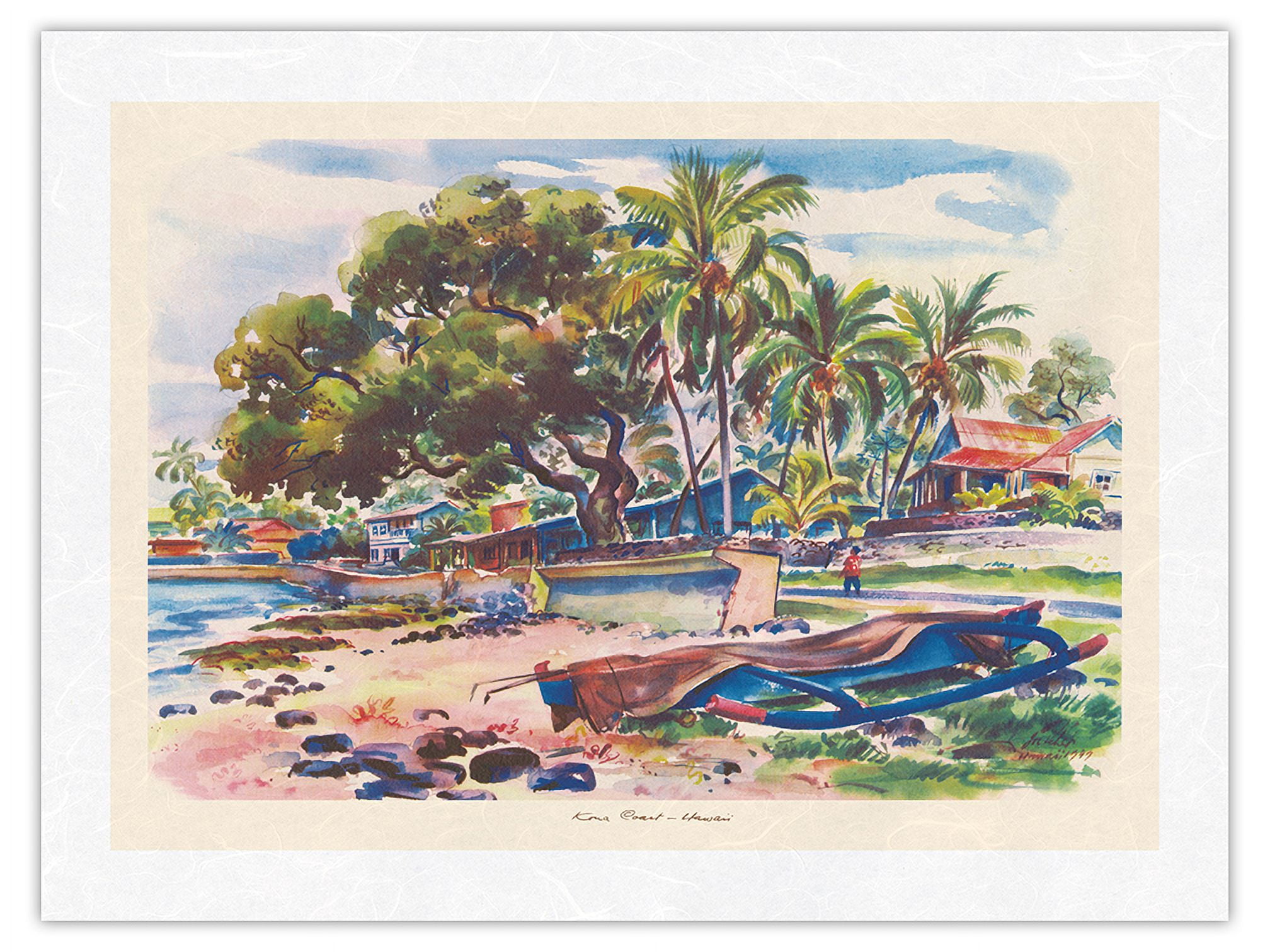 Kona Coast Hawaii - Wa'a (Outrigger Canoe) - Vintage Hawaiian Travel ...