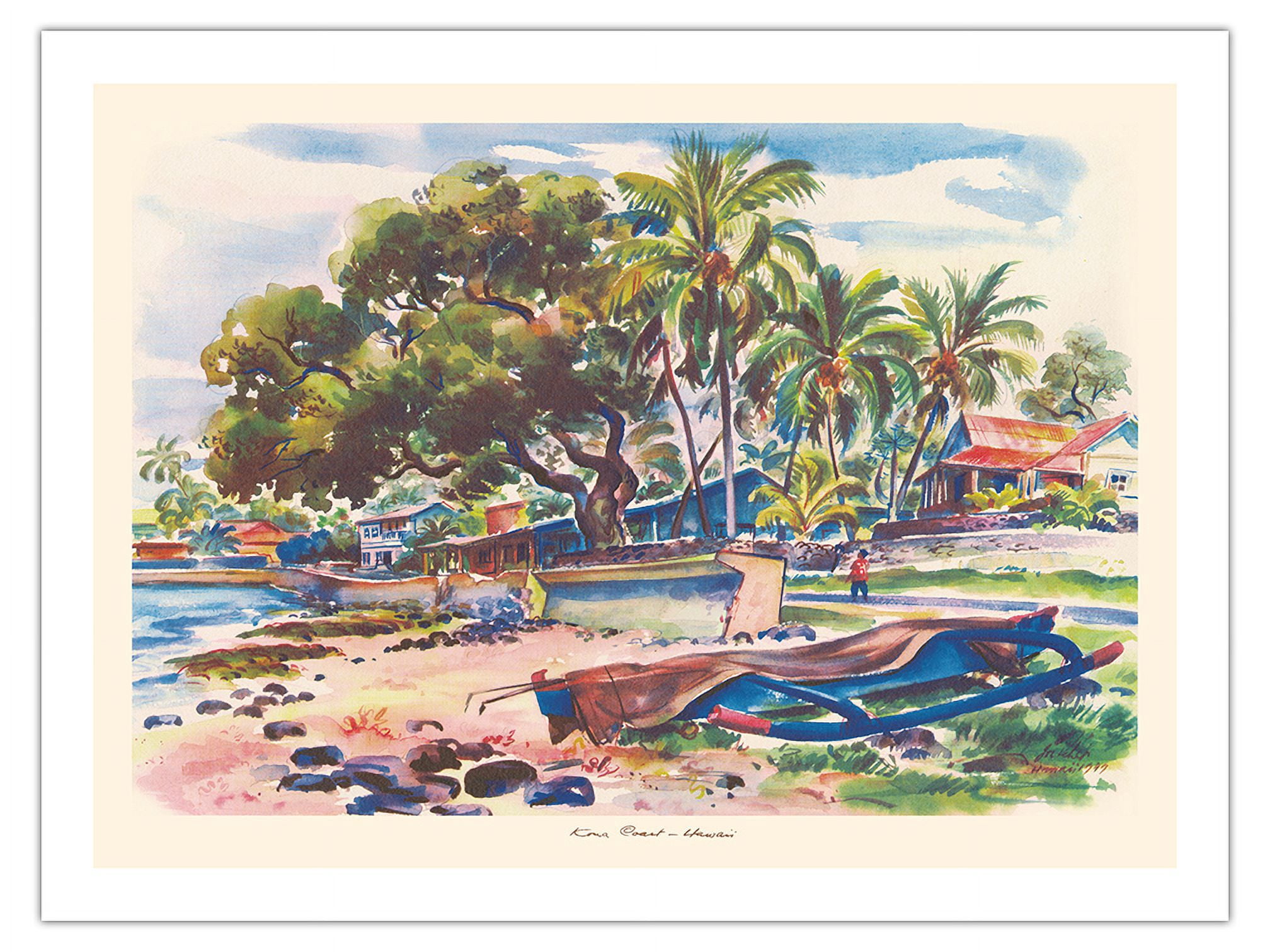 Kona Coast Hawaii - Wa'a (Outrigger Canoe) - Vintage Hawaiian Travel ...