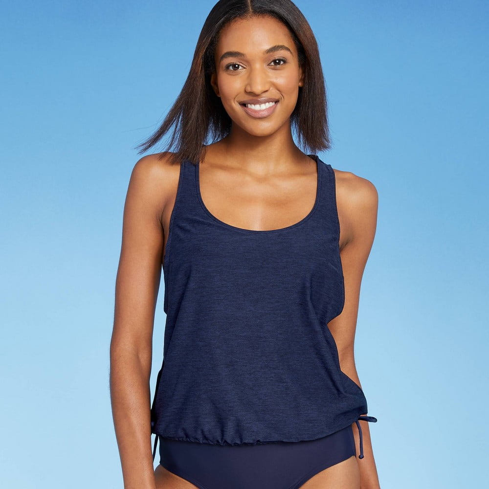 Kona Sol Women's Side-Tie Tankini Top Extra Large Oxford Blue - Walmart.com