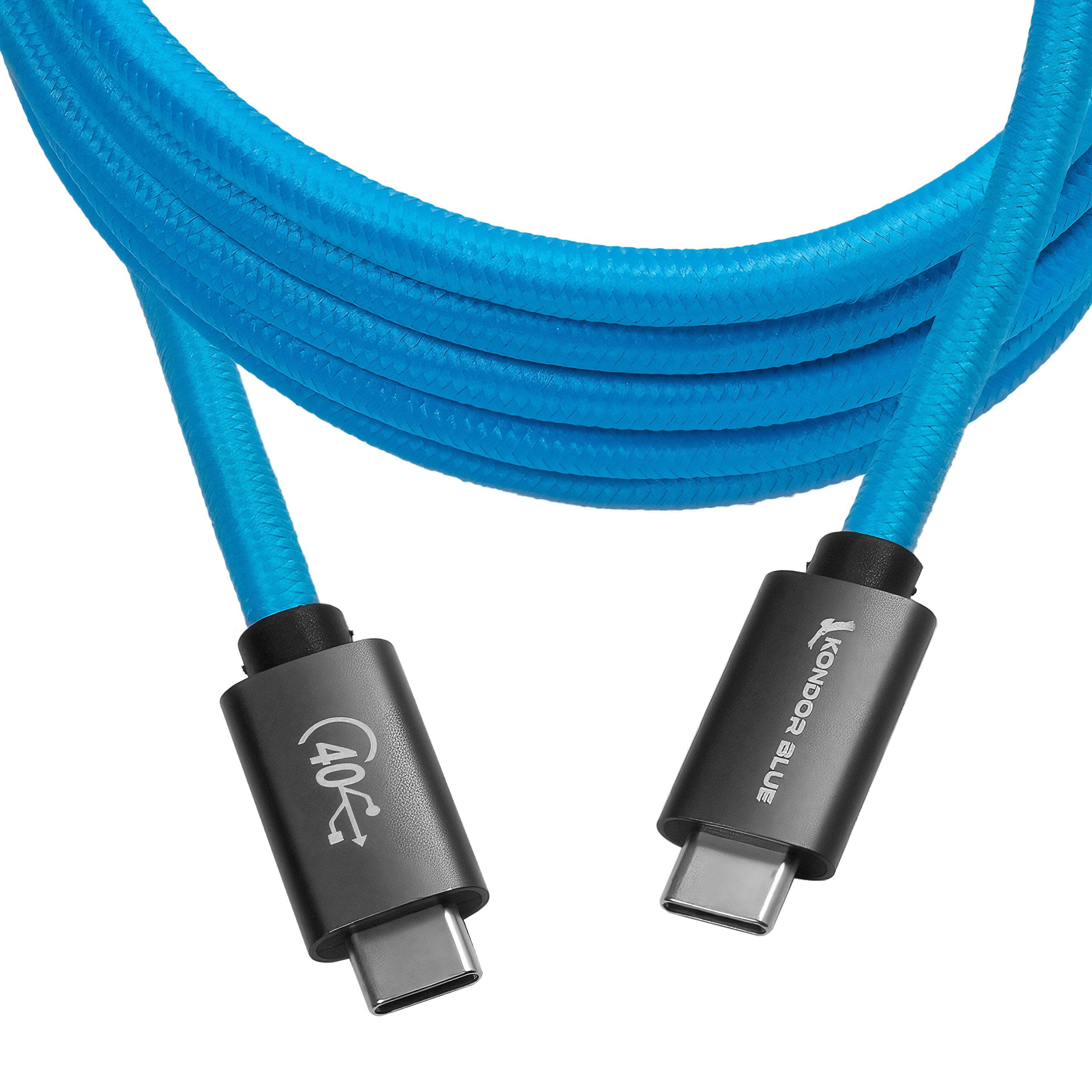 Kondor Blue Thunderbolt 4 USB 4.0 Type C Cable Blazing 40G Speeds 5A ...