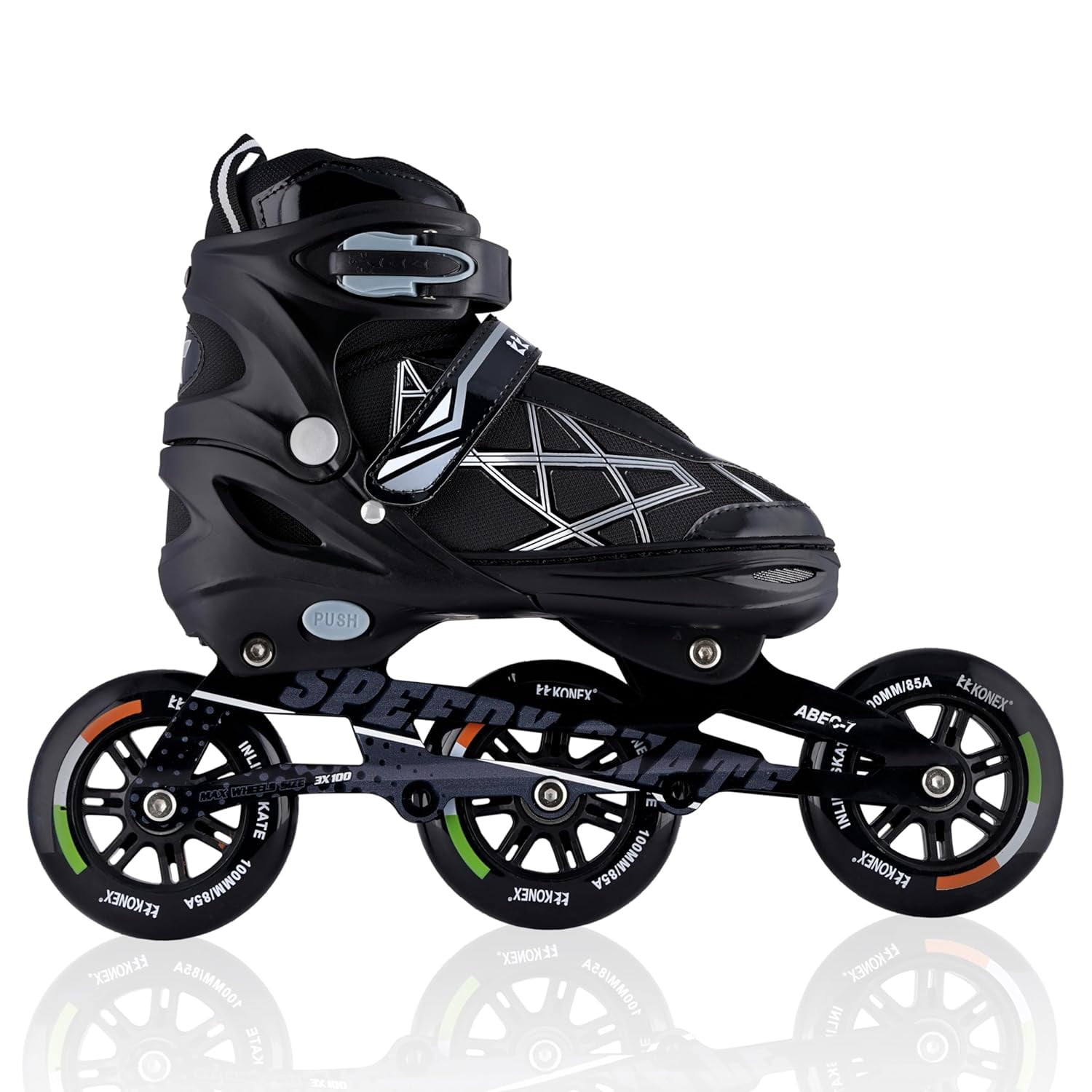 Konex 3 Wheel Inline Skates | Adjustable Pu Wheel Roller Skating Shoes ...
