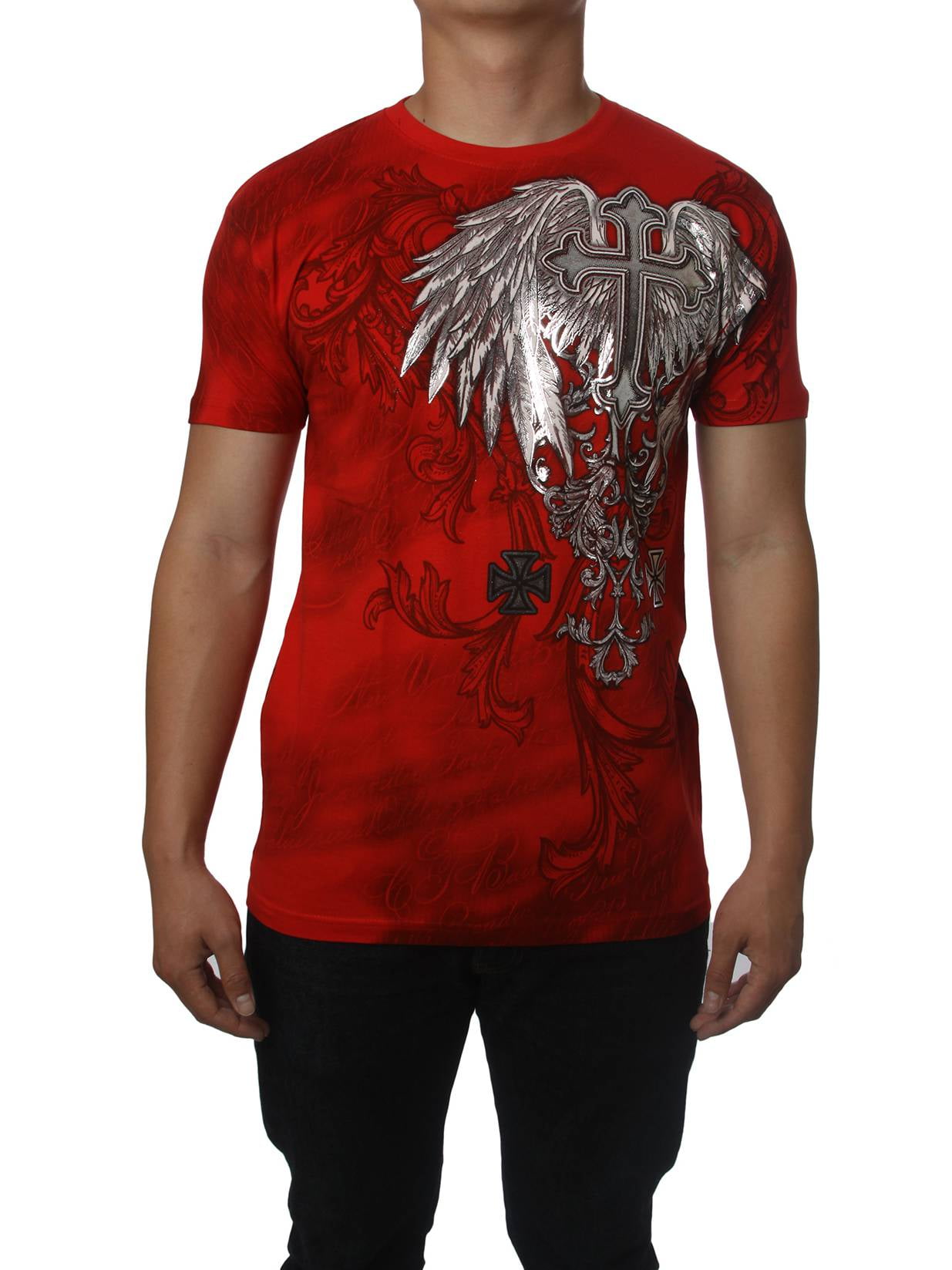 Konflic Mens Winged Cross Fleury MMA T-Shirt - Red - Small - Walmart.com