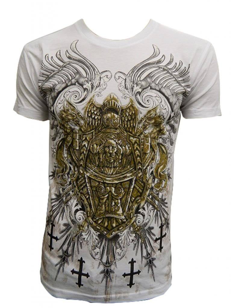 Konflict Men's Golden Mirror Shield MMA T Shirt, White Large - Walmart.com