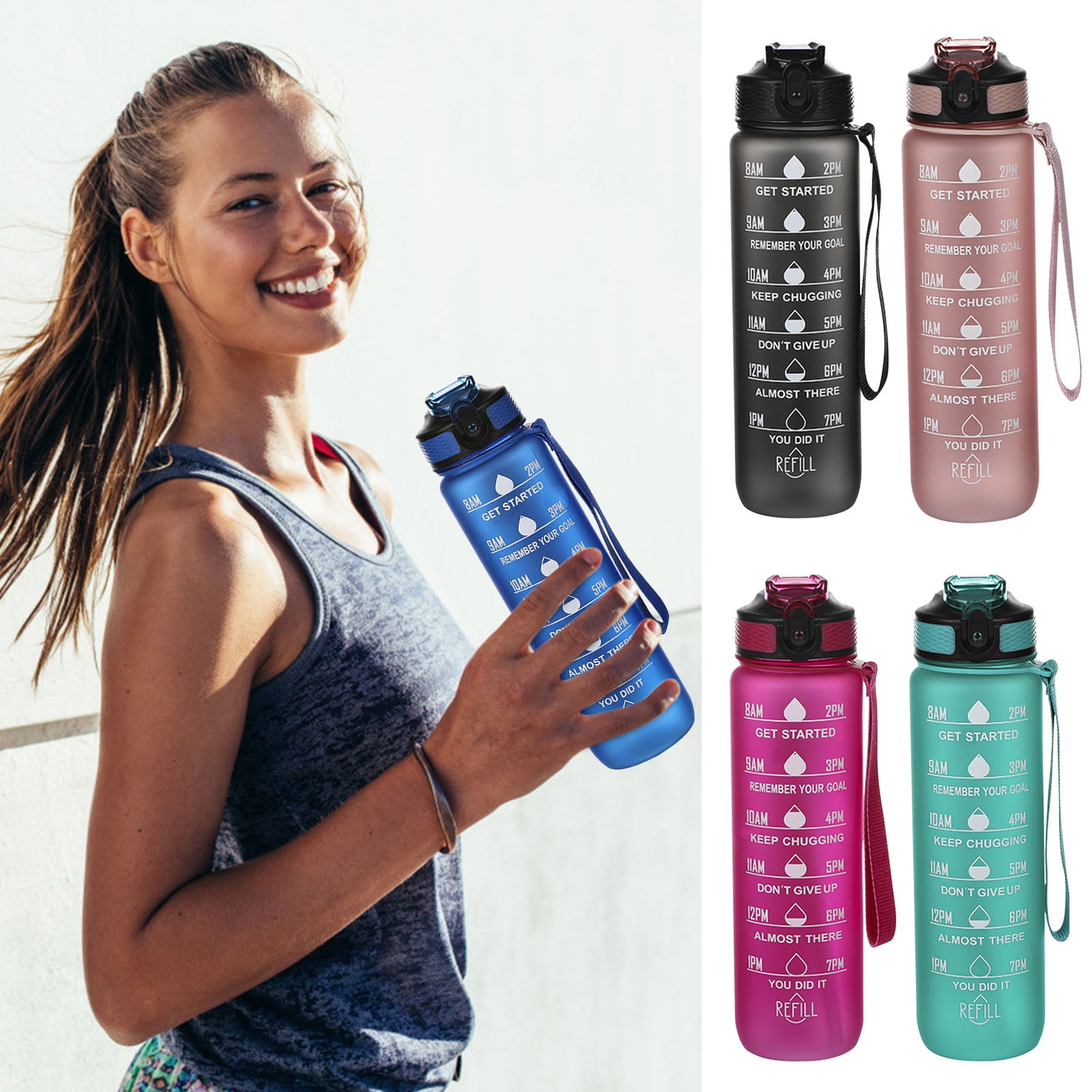 Konghyp 32 Oz Water Bottle, Leakproof Bpa & Toxic Free, Motivational Water Bottle With Times To ...