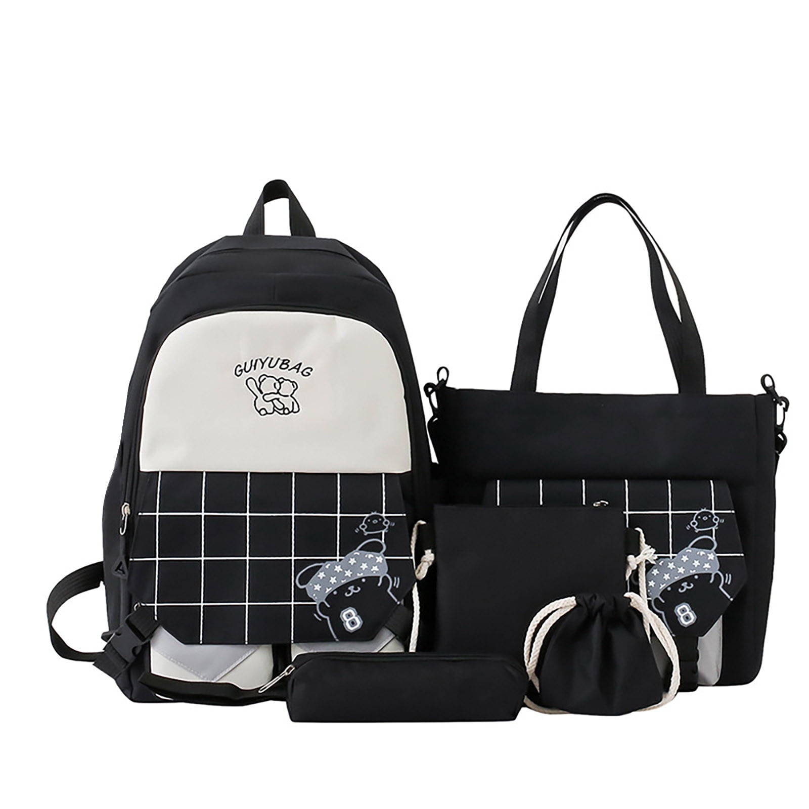 Konghyp 5-Piece Elementary Backpack Set, Cute Multi-Purpose Backpack ...