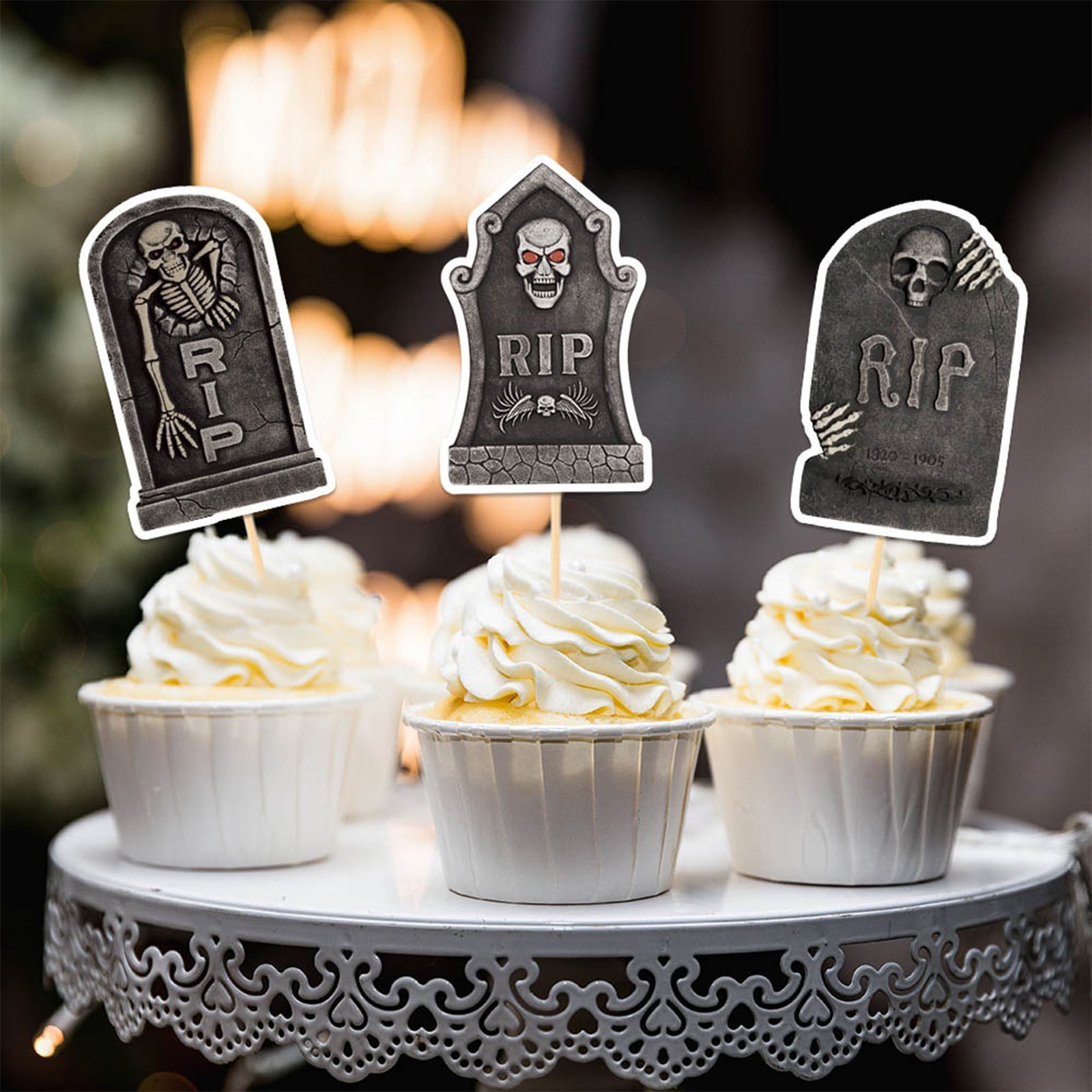 Konghyp 8-Piece Halloween Cake Decoration Inserts, Tombstone Theme ...