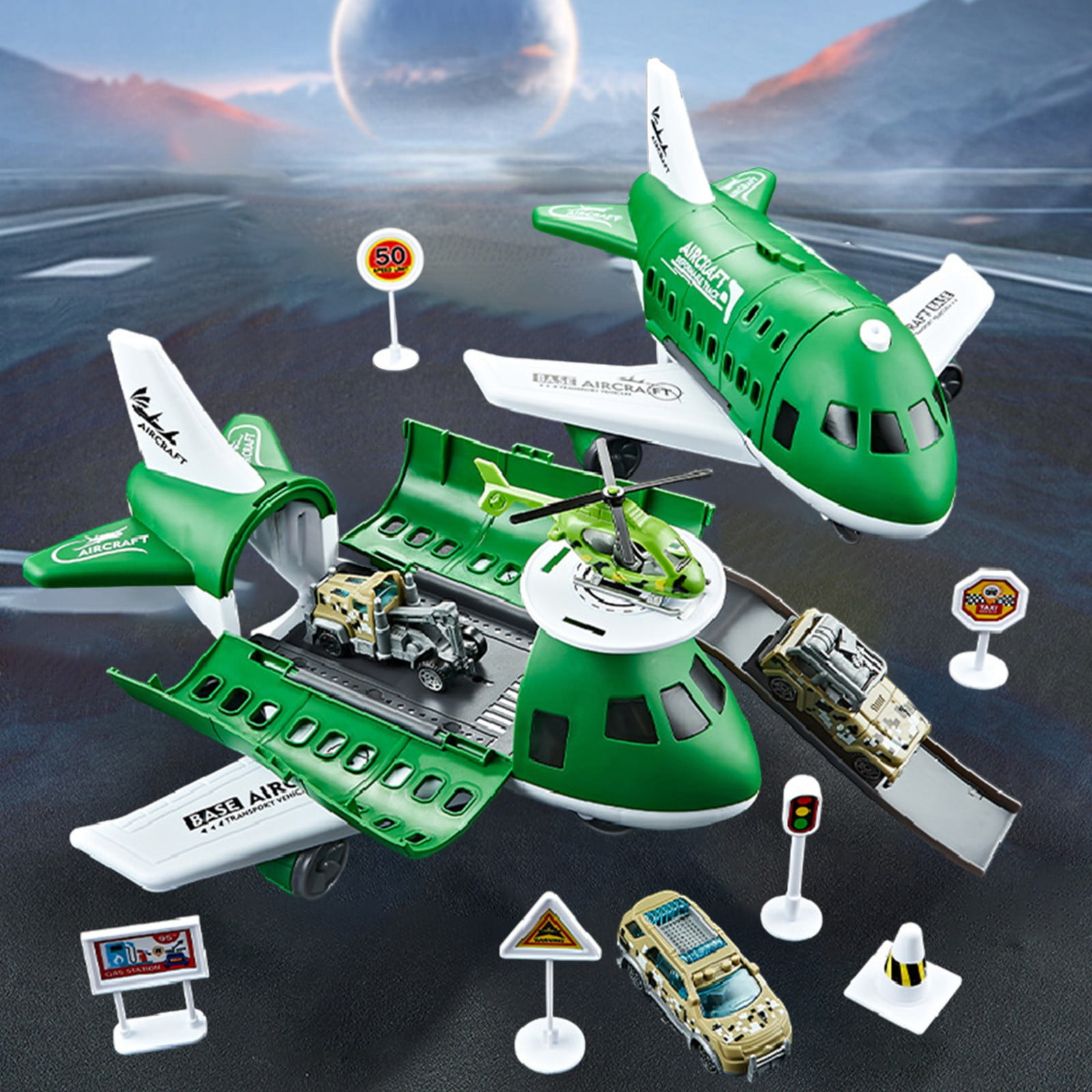 Konghyp Aircraft Storage Track Car Toy – Airplane Model, Inertia Car ...