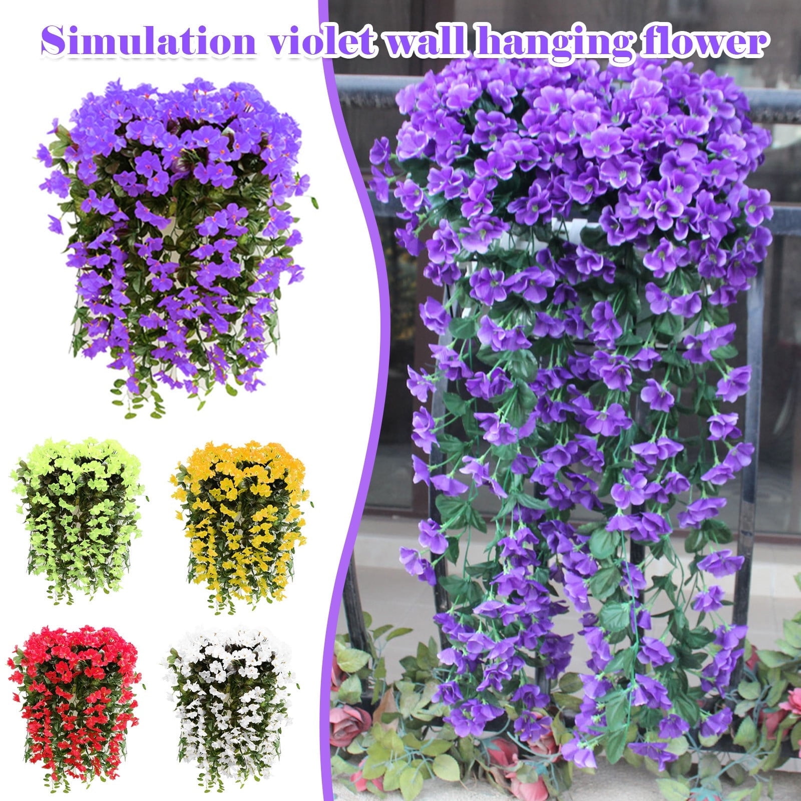 Konghyp Artificial Violet Ivy Flowers,Hanging Flowers Plant For Outside ...