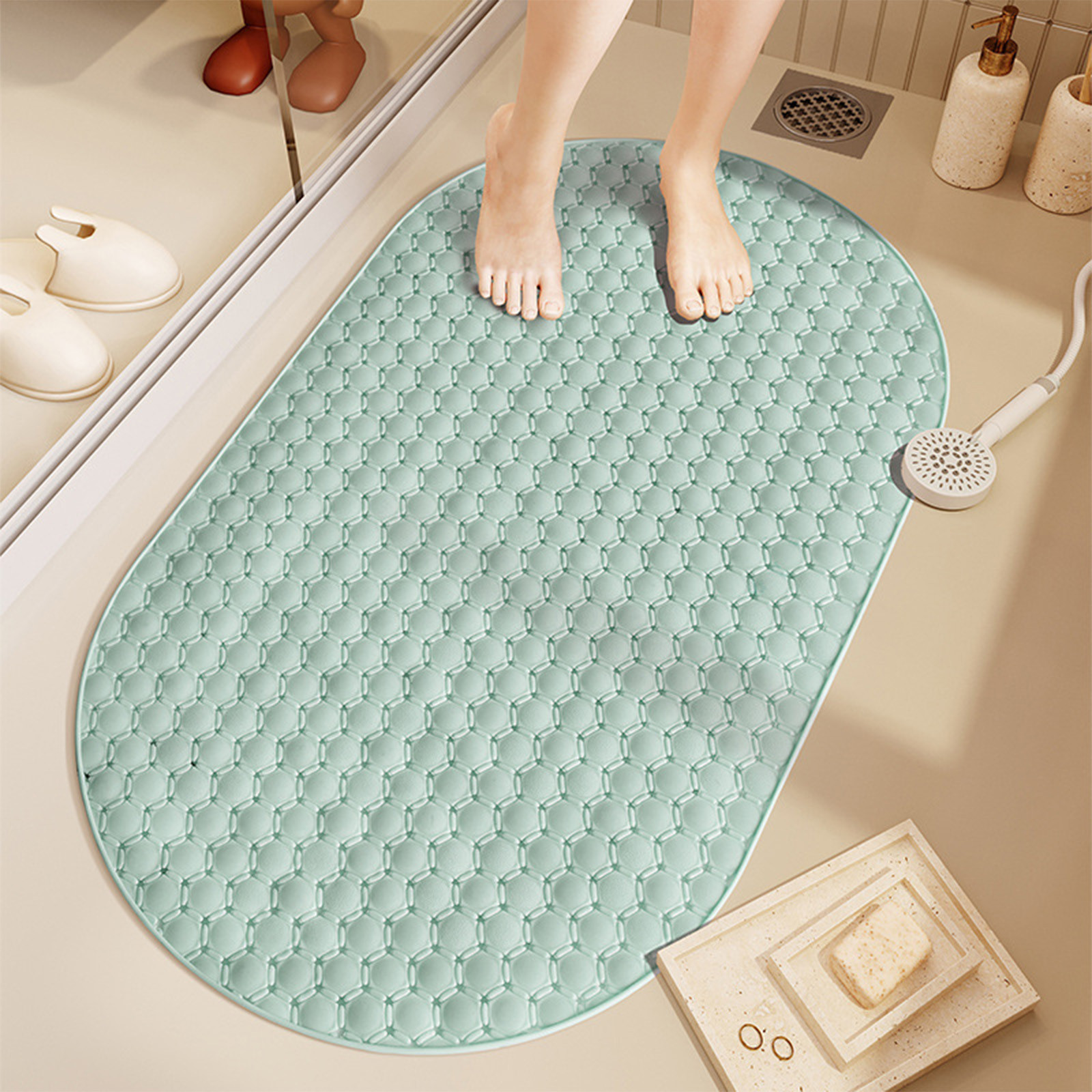 Konghyp Bathroom No Slip Mat, Suction Cup Bath Shower Mat, Non-Slip ...