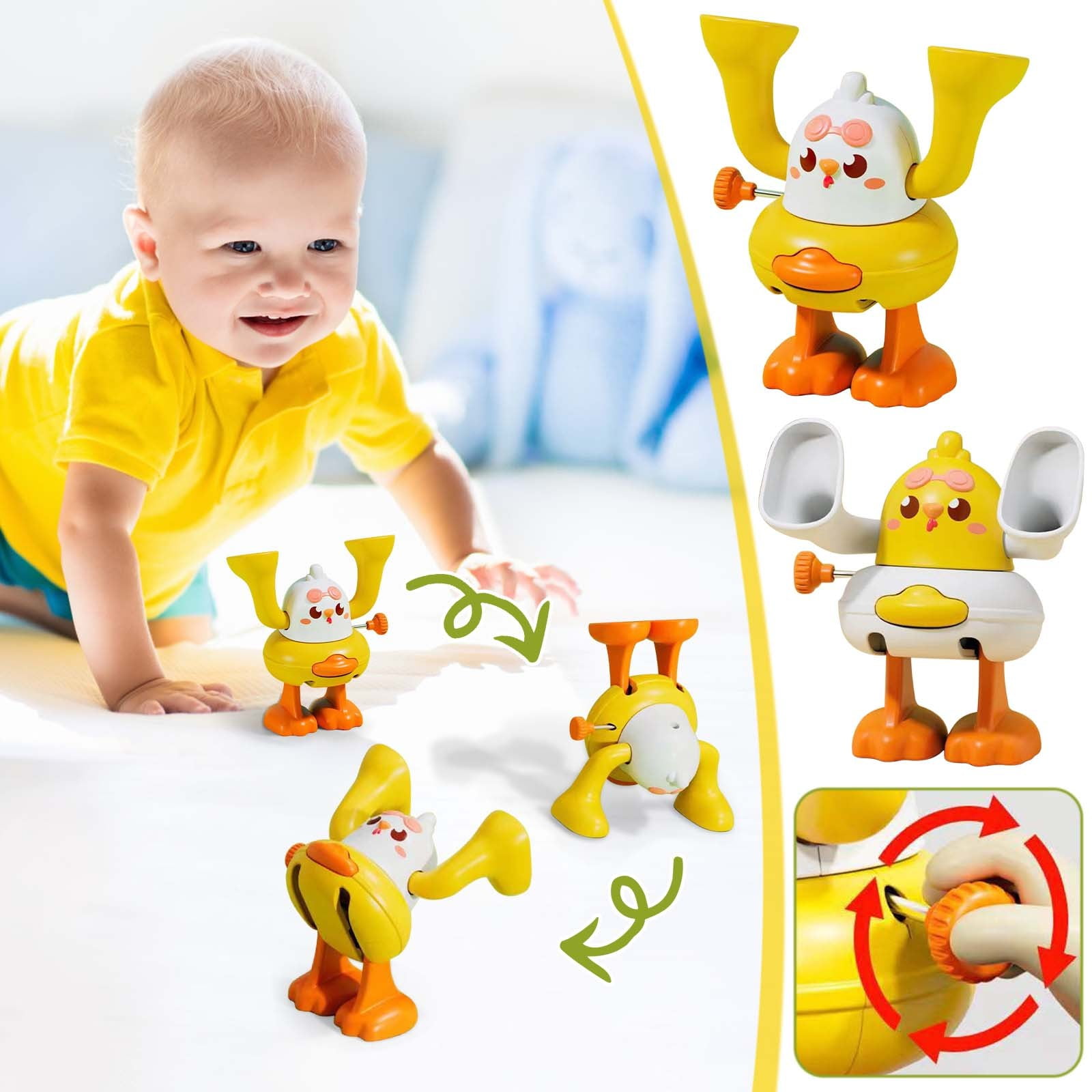 Konghyp Children's Winding Toy – Yellow Chicken Running Puzzle Toy ...