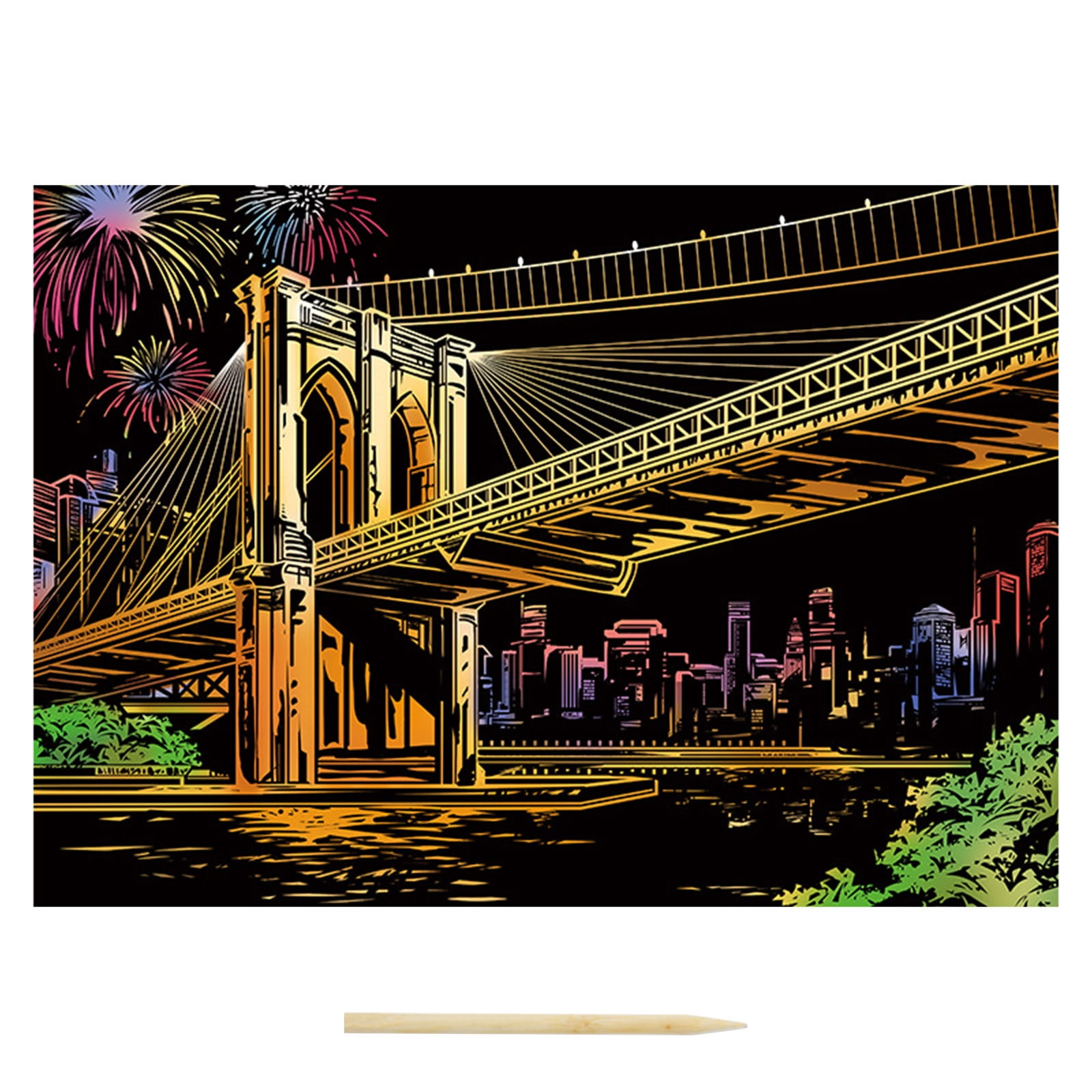Konghyp Colorful Scratch Paper Set City Night Scene Painting – Vibrant ...