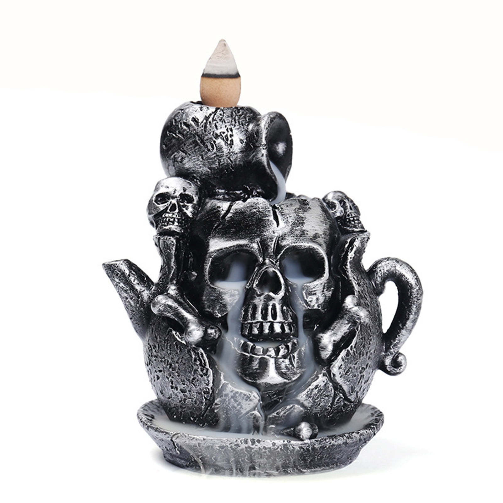 Konghyp Creatives Resin Teapot Skull Reverse Incense Burner, Halloween ...