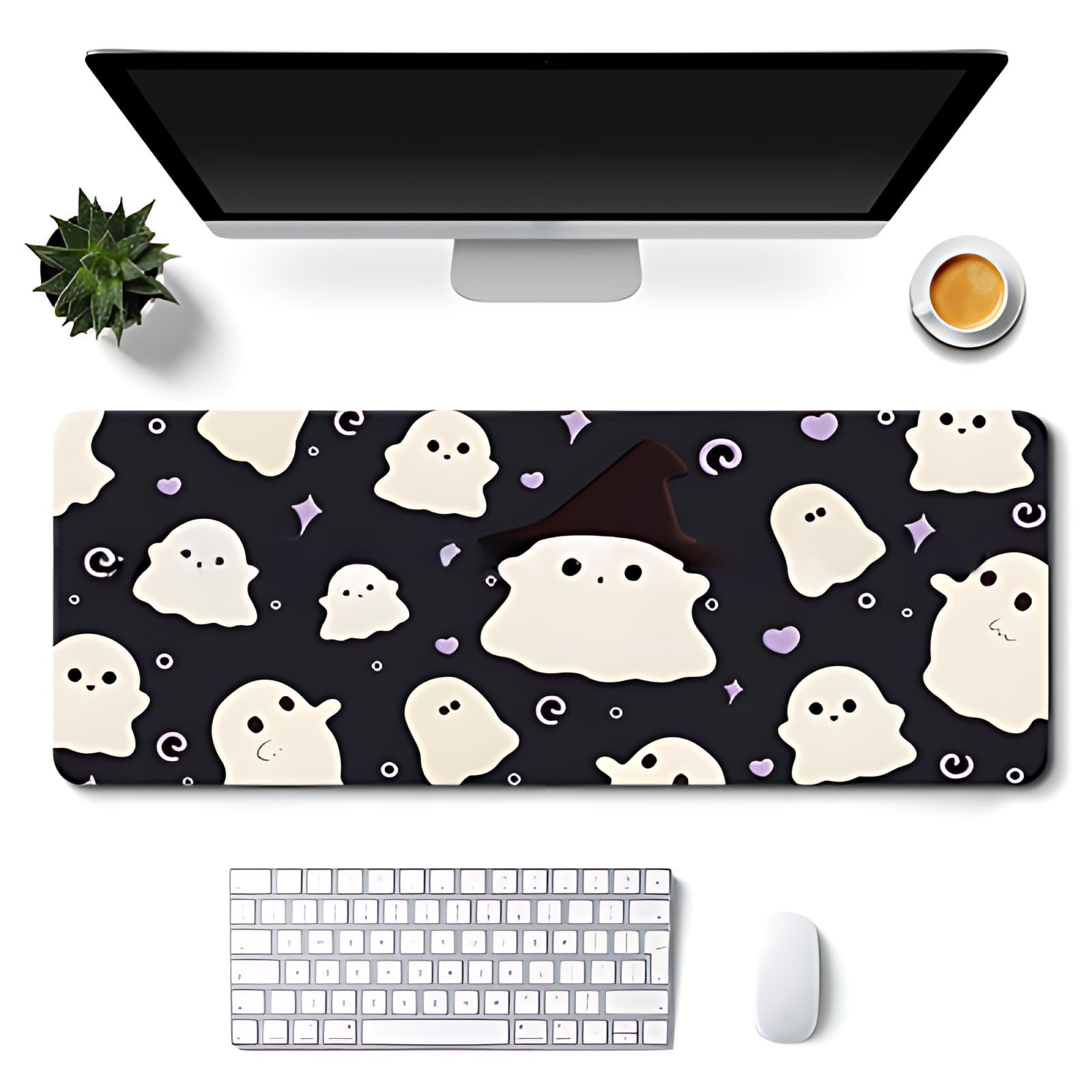 Konghyp Cute Ghost Mouse Pad – Oversized Desk Pad for Computer and ...