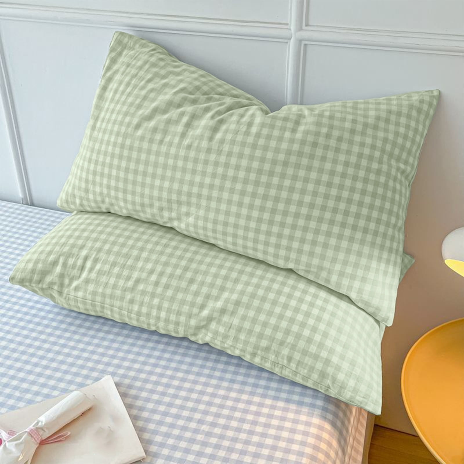 Konghyp Decorative Pillowcases Set of 2, Washed Cotton, Standard Size ...