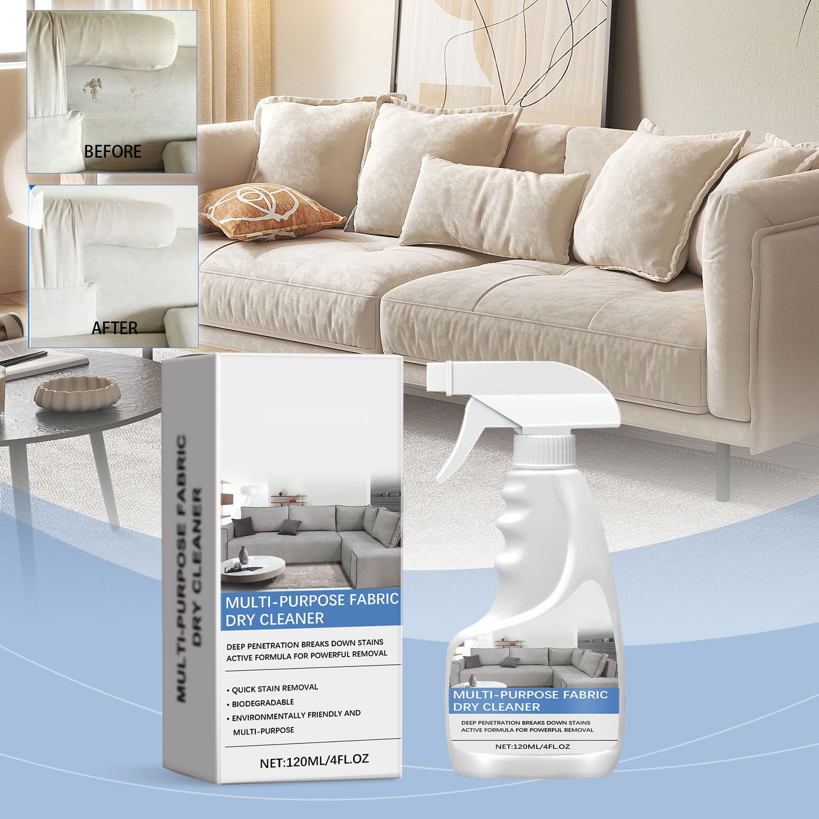 Konghyp Fabric Sofa Detergent – 120ml Universal Household Cleaner for ...