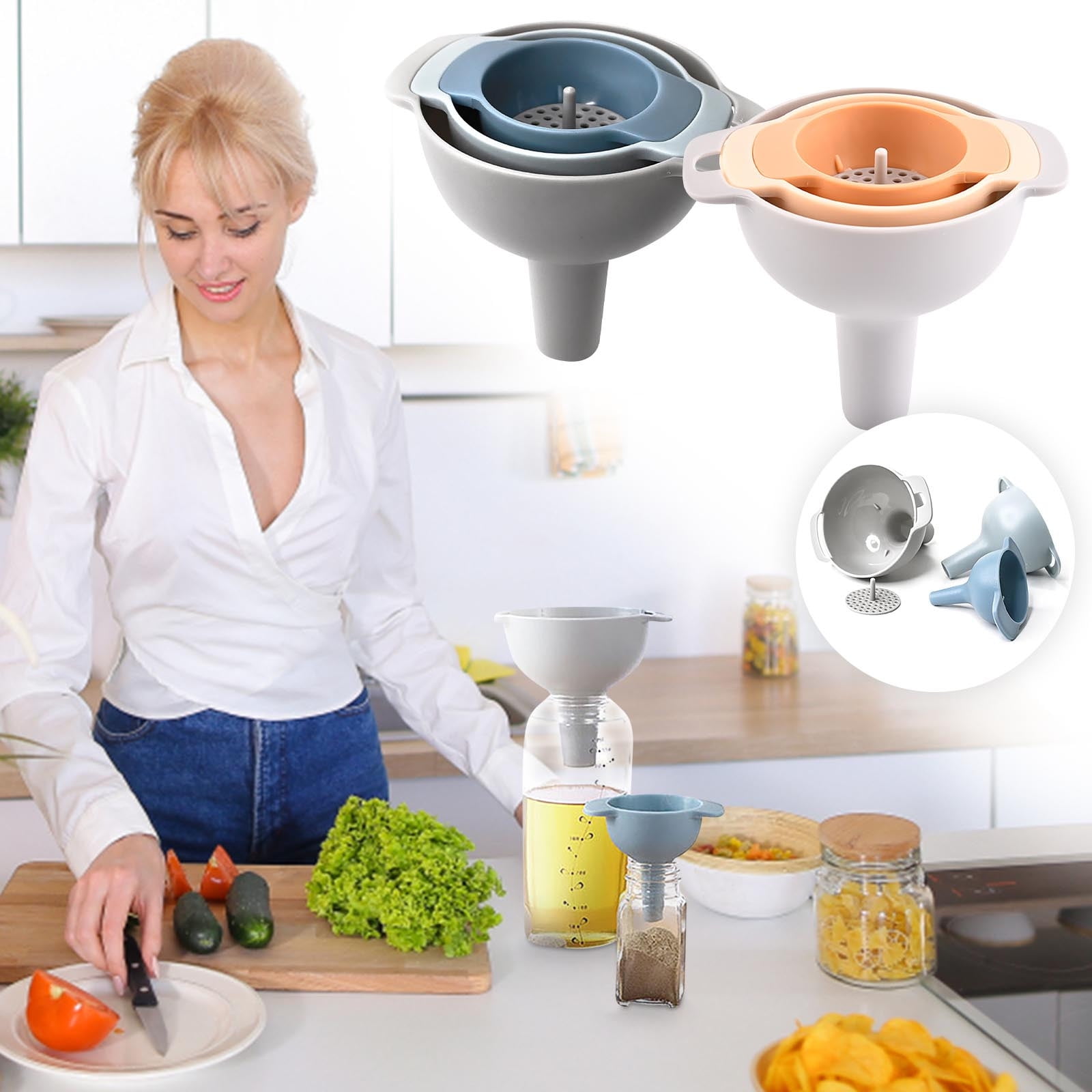 Konghyp Four-In-One Multifunctional Plastic Filter Funnel Kit ...