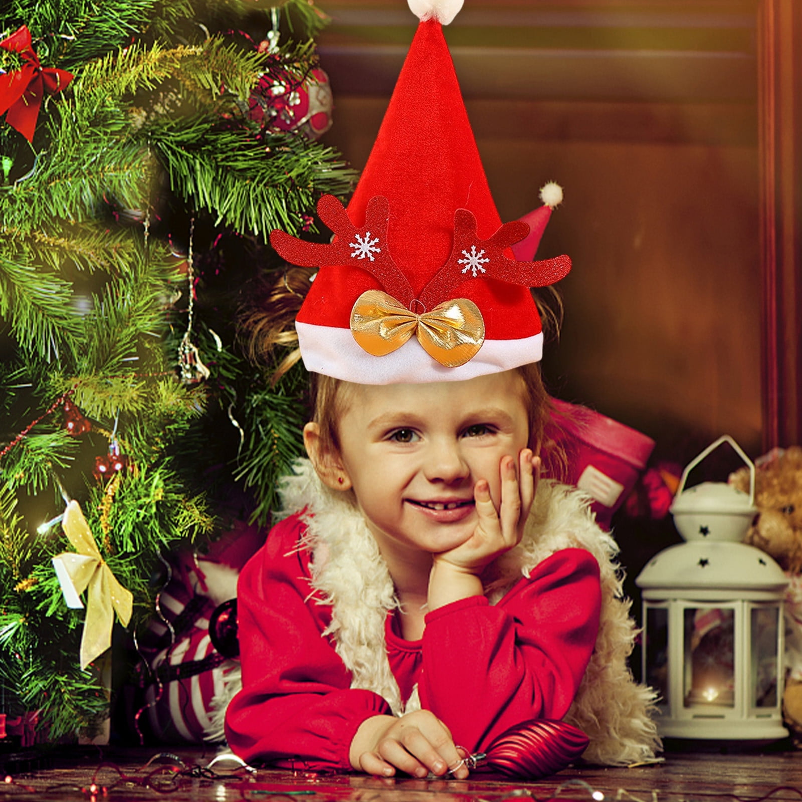 Konghyp Funny Christmas Hats for Kids – Adorable Thicker Red Santa and ...