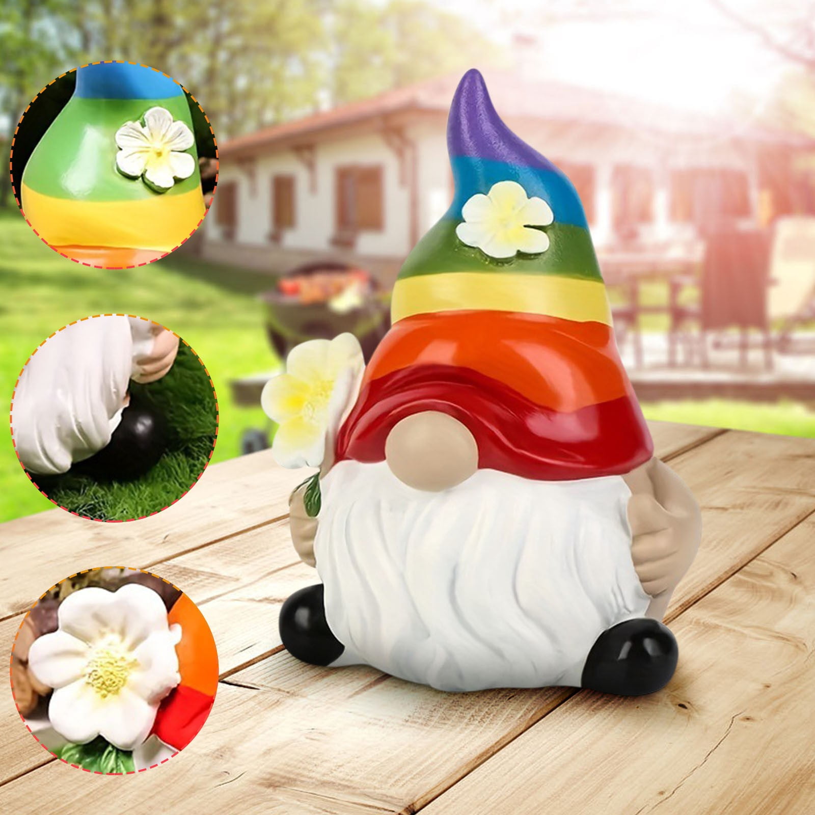 Konghyp Garden Gnome Statue – Miniature Resin Gnome Figurine ...