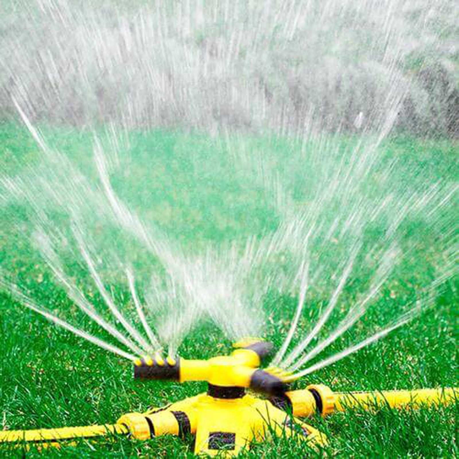 Konghyp Garden Sprinkler 360 Automatic Rotating – Portable 3 Arm Nozzle ...