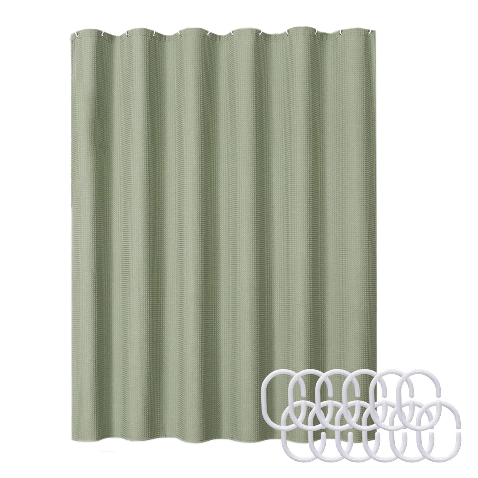Konghyp Heavy Duty Shower Curtain, Waffle Texture, Waterproof Fabric ...
