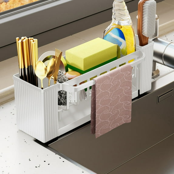 Konghyp Kitchen Sink Caddy Organizer, Auto Draining Tray, Sponge Holder ...