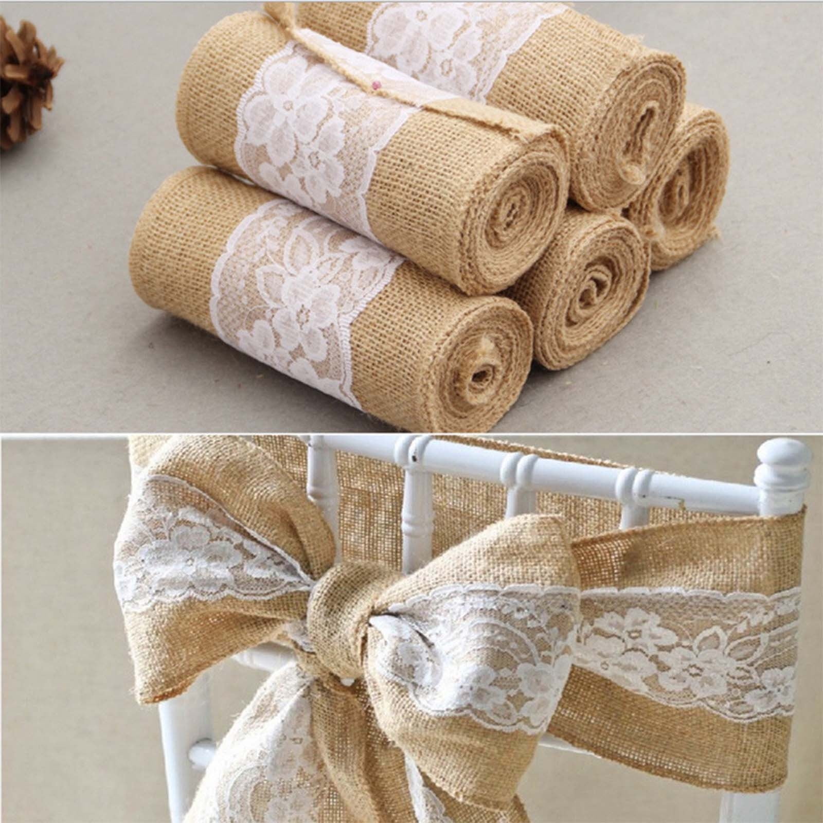 Konghyp Natural Vintage Jute Ribbon – 1 Roll DIY Wedding Strap for Crafting and Party ...