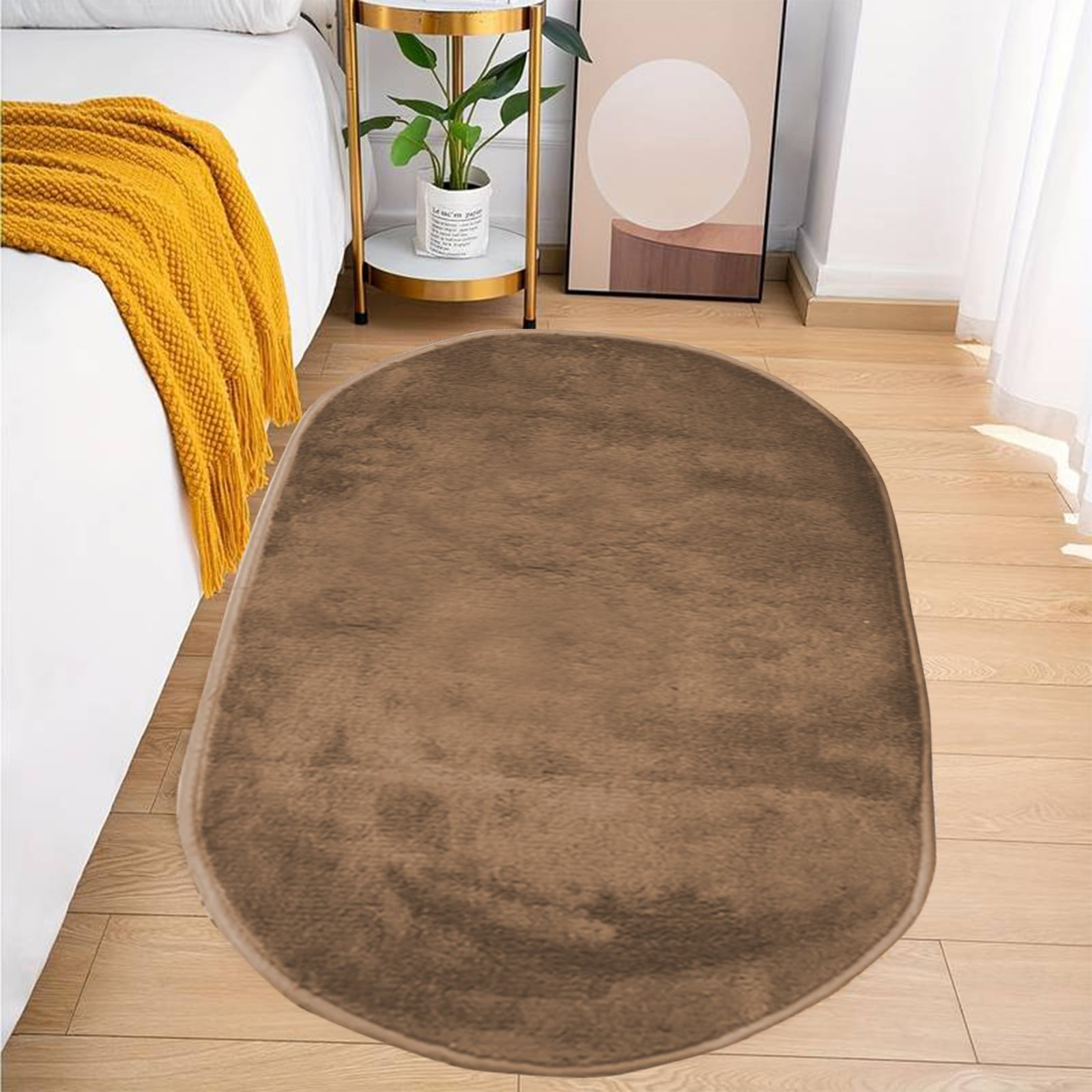 Konghyp Soft Bedroom Rugs 31.4×15.7Inch – Shaggy Oval Rugs for Living ...