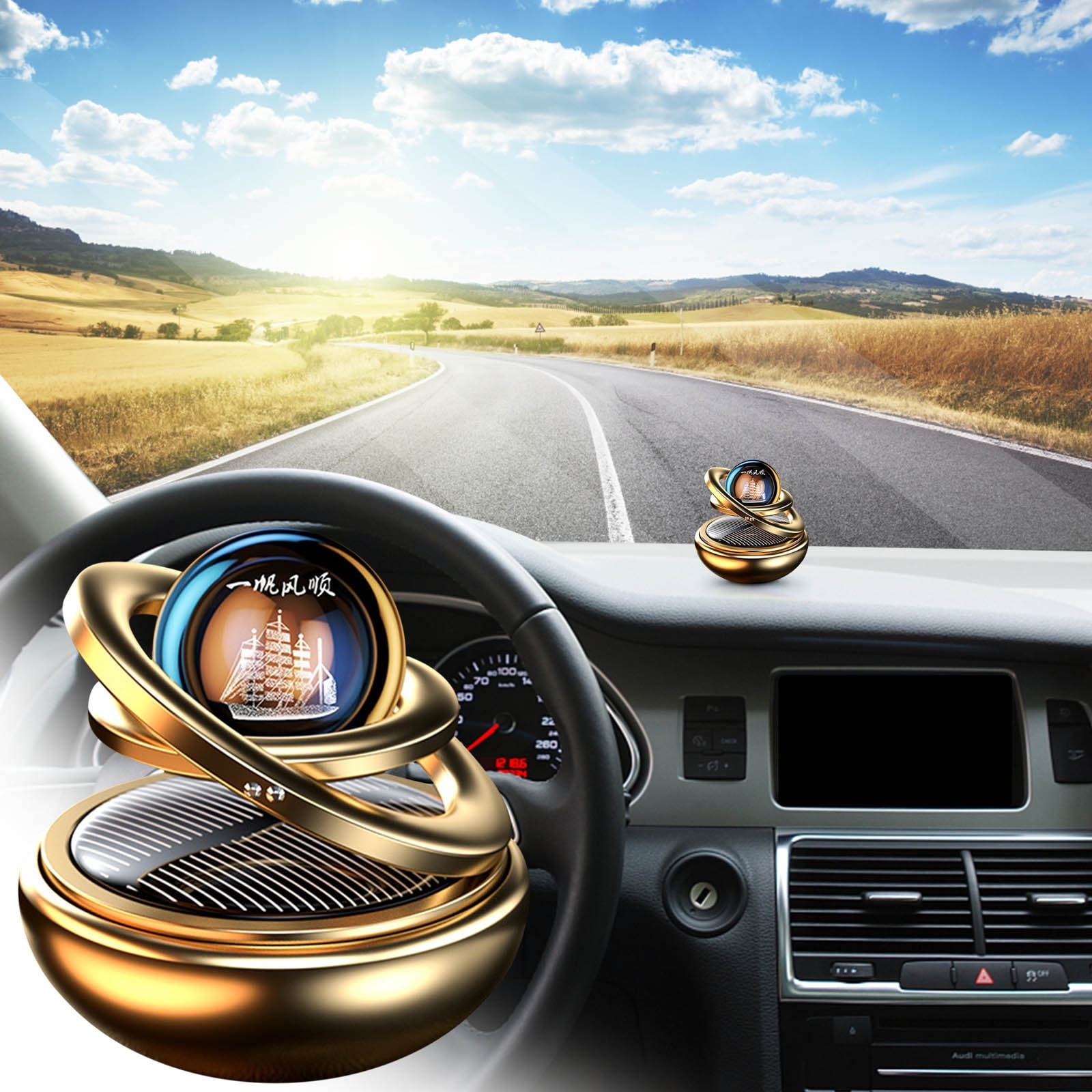 Konghyp Solar Rotating Car Perfume – Aluminum Alloy Suspension Car ...