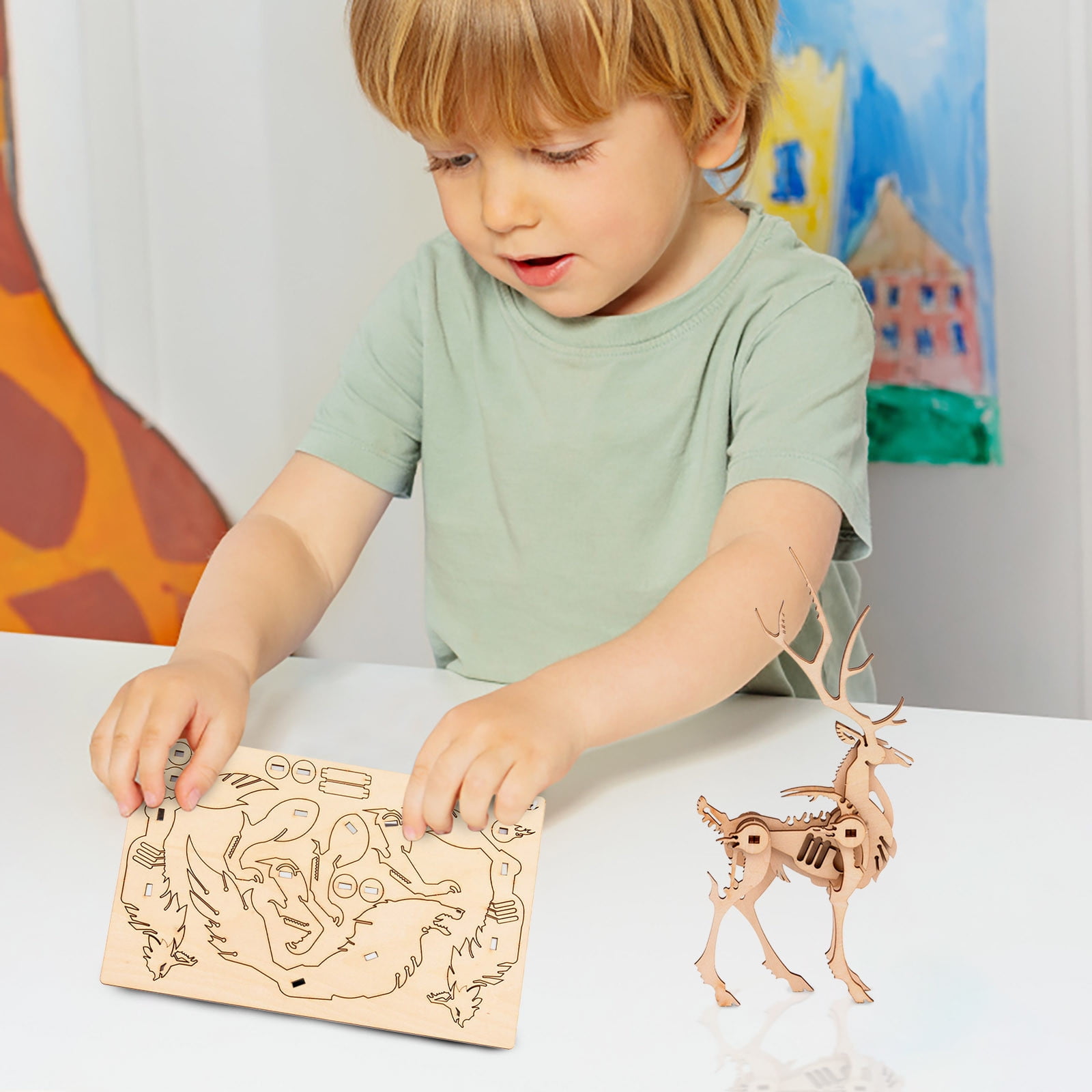 Konghyp Wooden 3D Puzzle – Educational DIY Puzzle for Kids, Creative ...