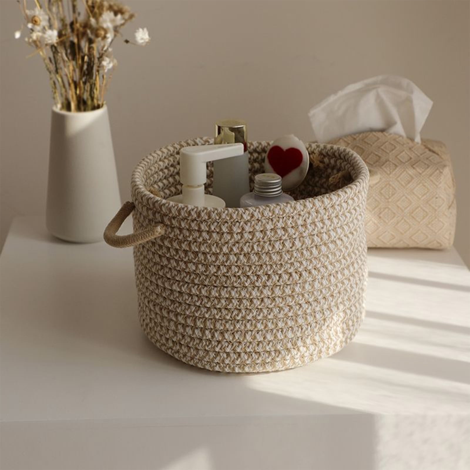 Konghyp Woven Storage Basket – Round Rope Organizer for Desktop or ...