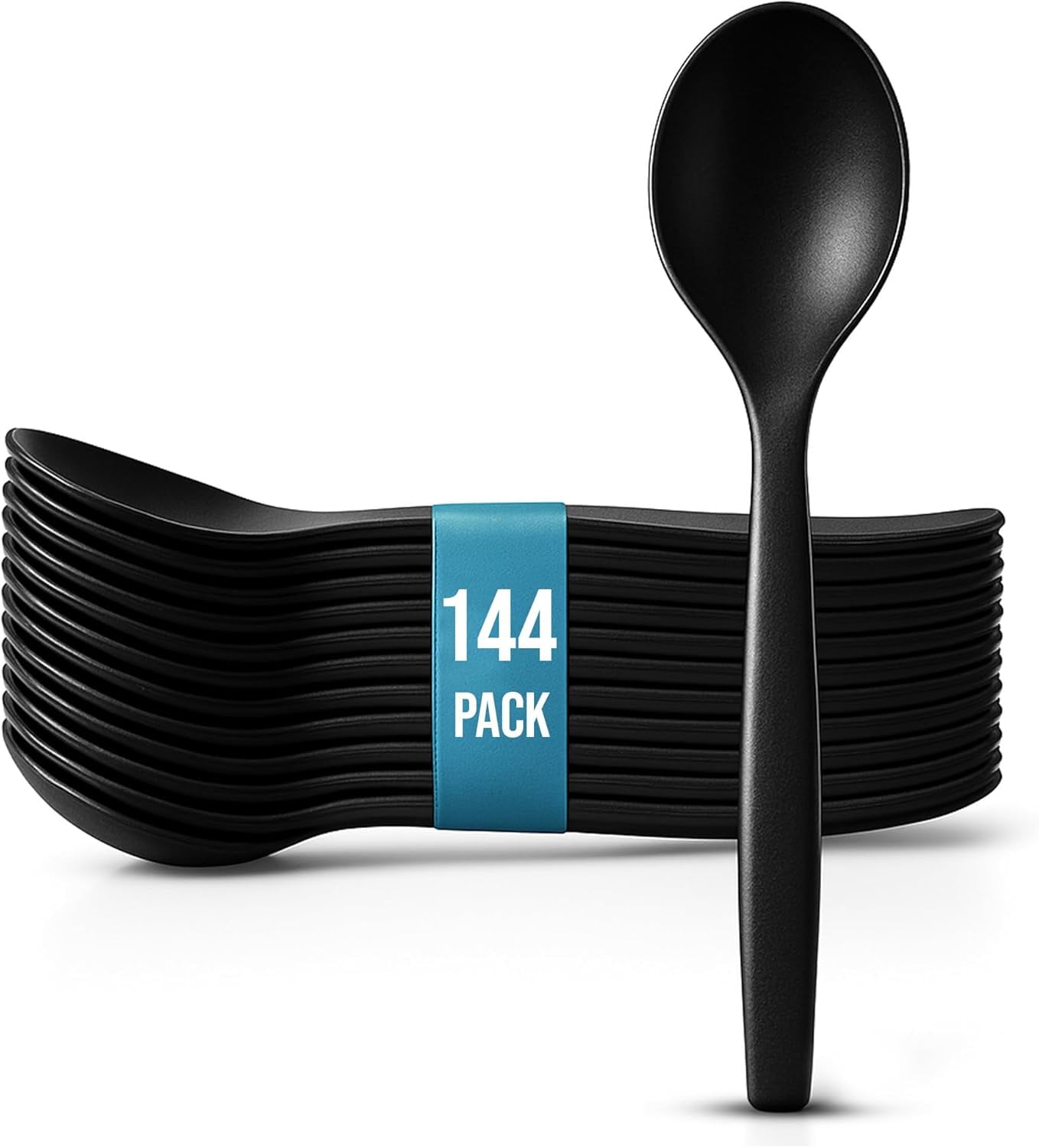 Kongque 10" Black Plastic Serving Spoons for Buffet, Bulk 144 Count ...