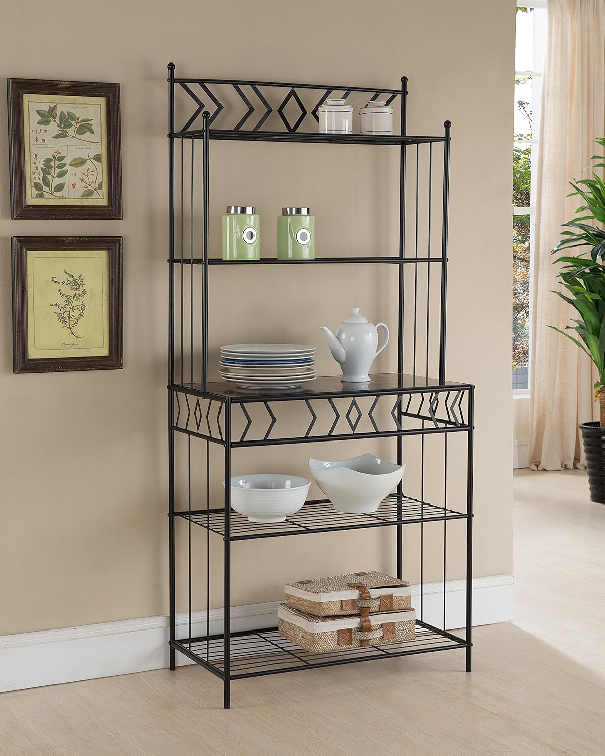 Kongque 5-Tier Bakers Rack for Kitchen with Storage, Free Standing ...