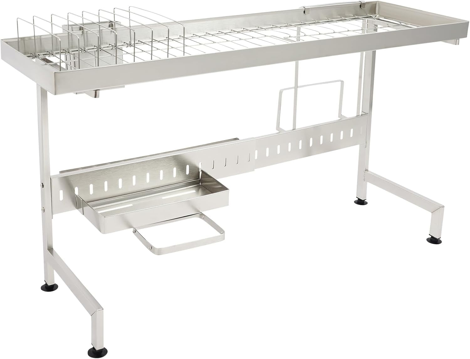 Kongque Over Sink Dish Drainer Drying Rack, 2 Tier Full Stainless Steel ...