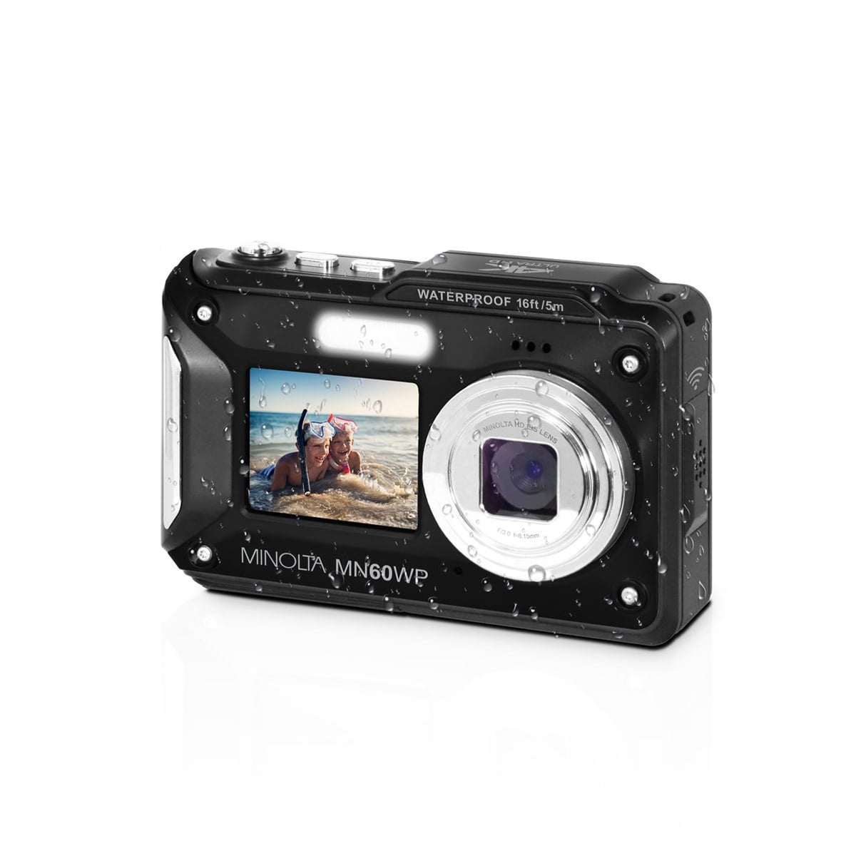 Konica Minolta MN60WP 48MP Waterproof Dual Screen Digital Camera, Black ...