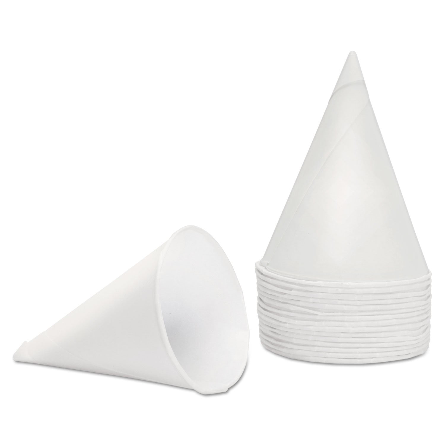 Konie 45KBR Rolled Rim, Poly Bagged Paper Cone Cups, 4.5oz, White (Case ...